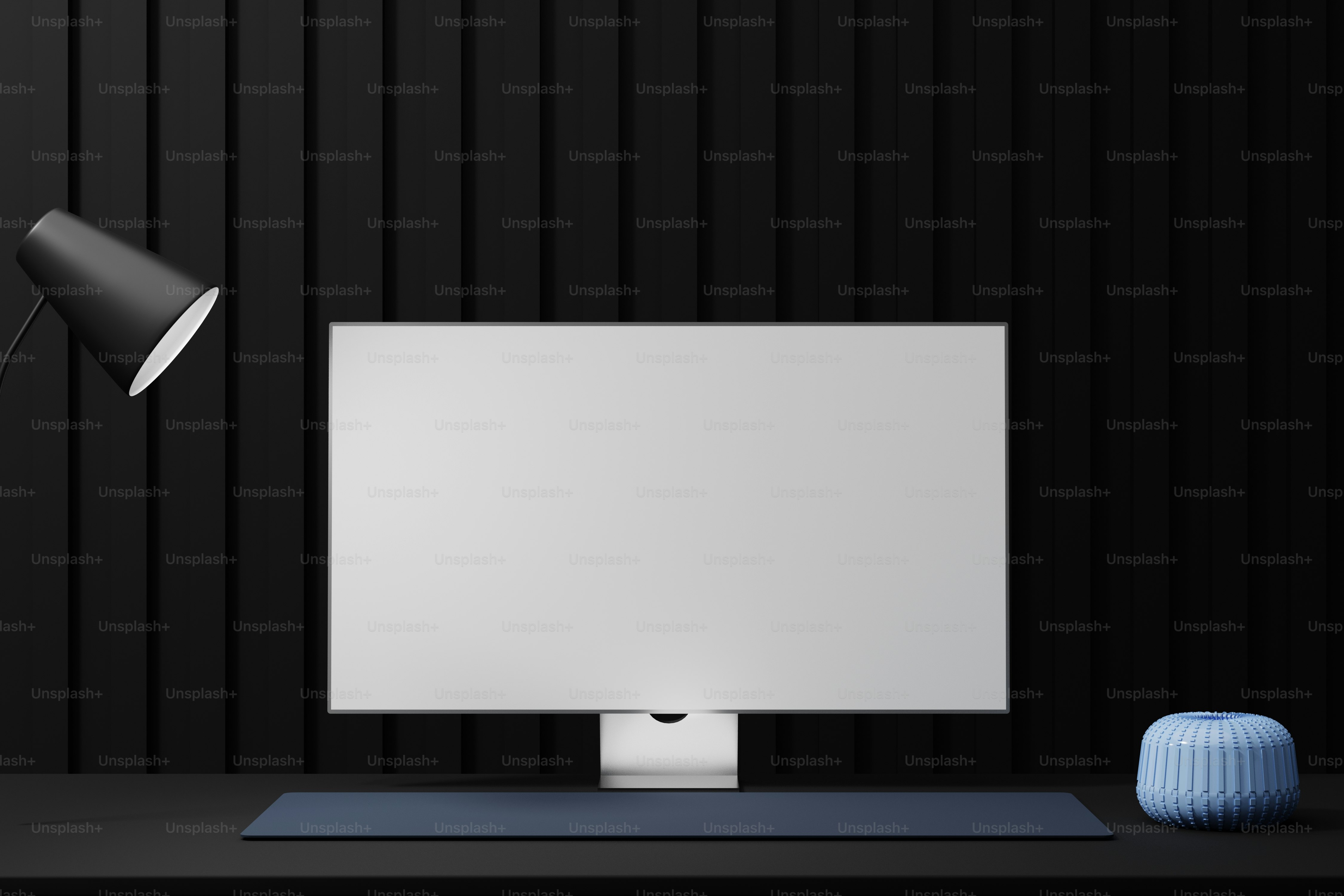 A computer monitor sitting on top of a desk photo – Mockup Image on ...