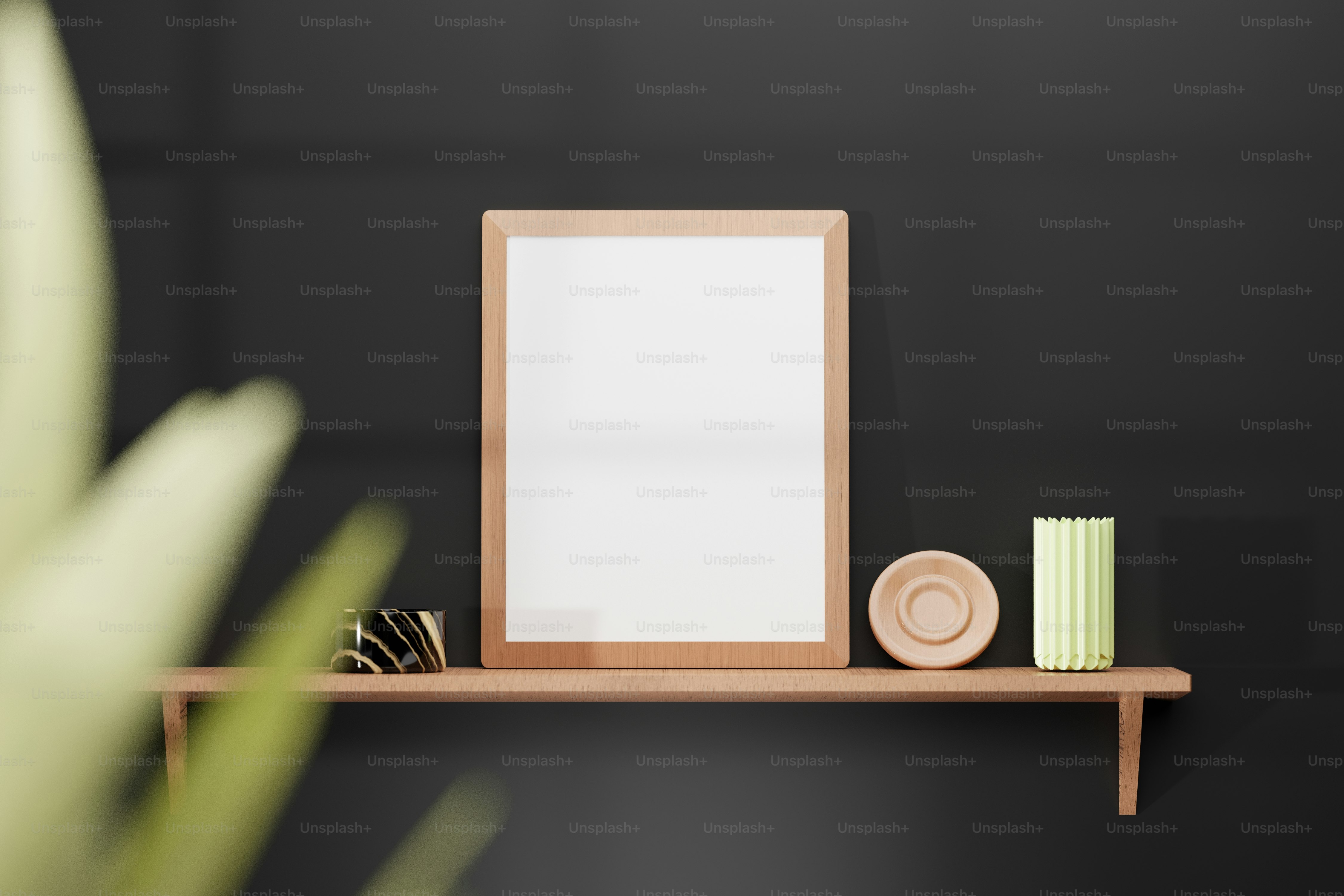 A black room with three white frames on the wall photo – Art Image on ...