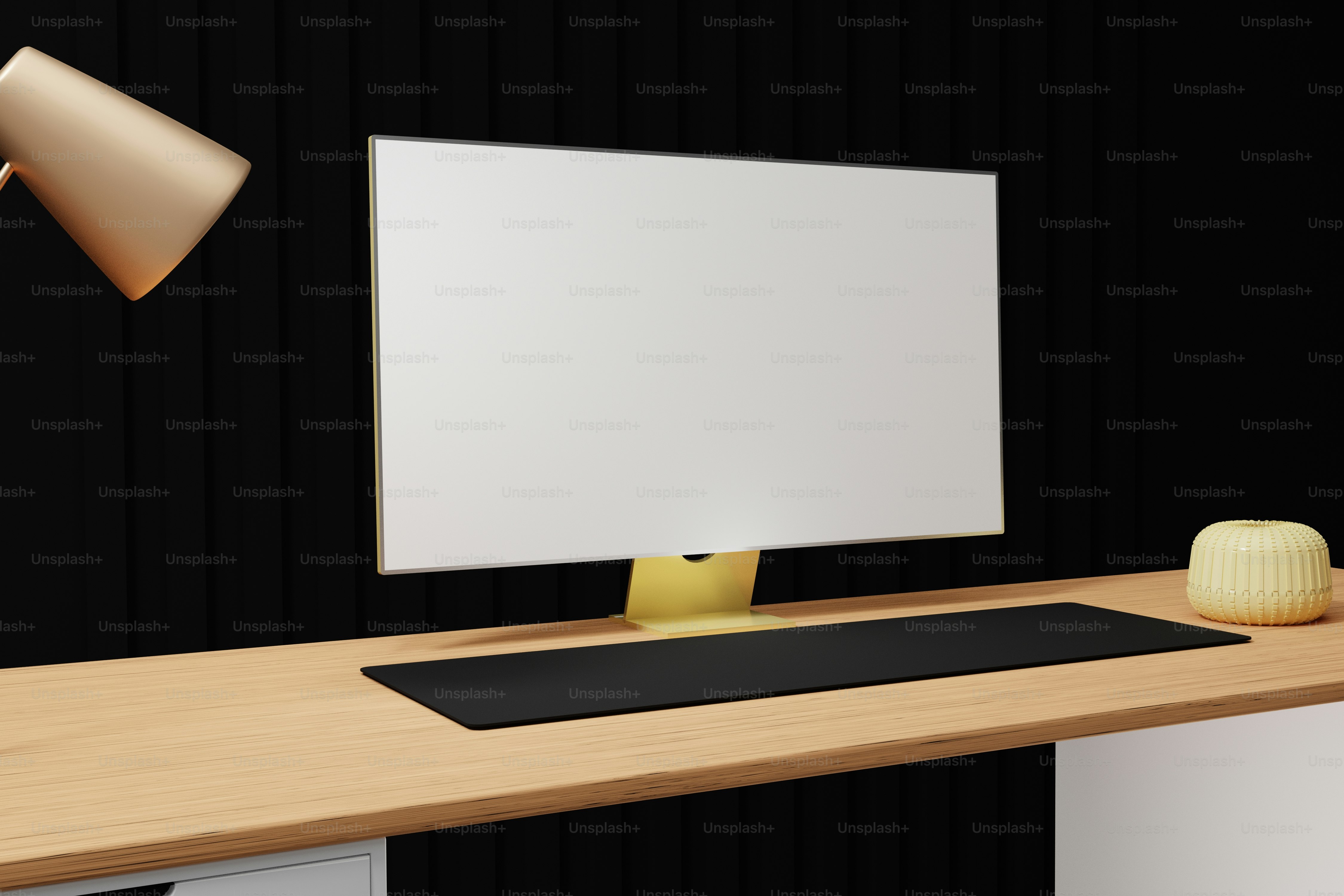 A computer monitor sitting on top of a desk photo – Mockup Image on ...