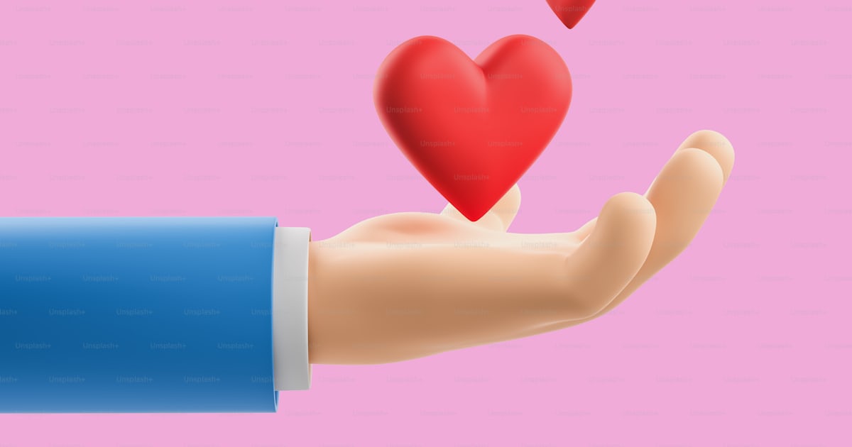 만화 캐릭터 남자 손은 빨간 하트 옆모습 사랑 열정 우정의 개념 3d 렌더링 사진 Unsplash의 러시아 이미지