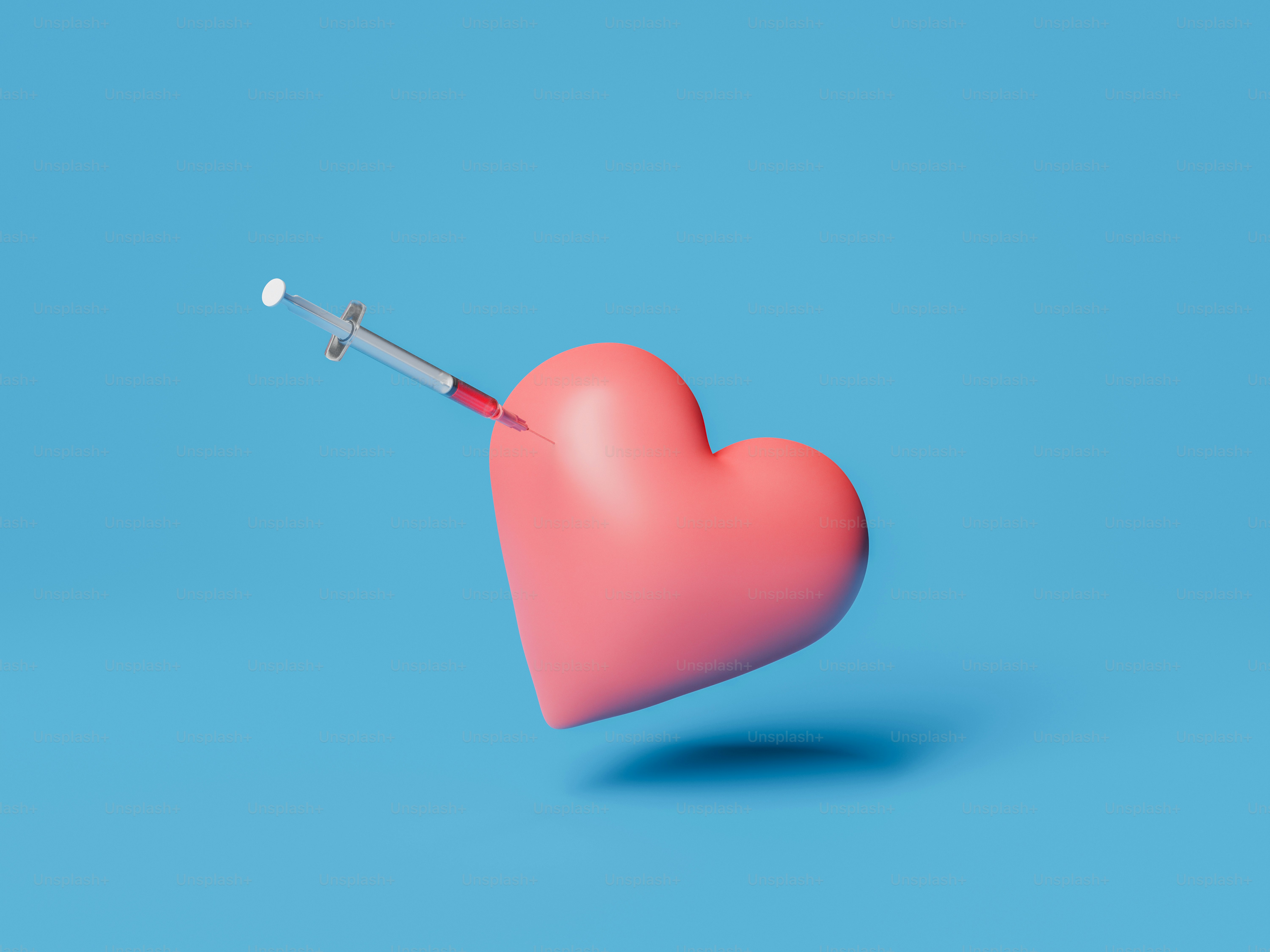 Heart with syringe stuck in it. concept of valentine, love, health ...
