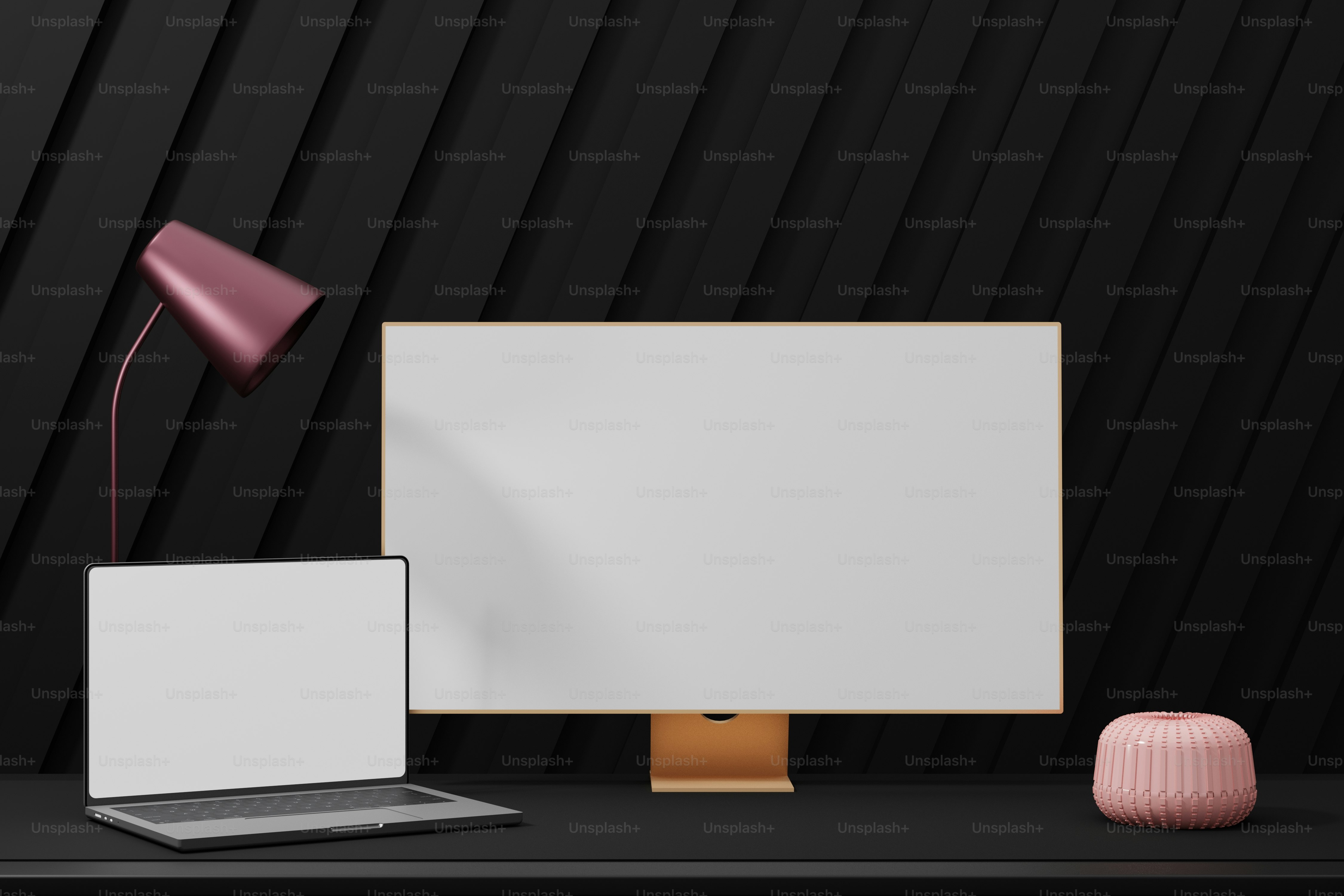 A laptop computer sitting on top of a wooden desk photo – Laptop Image ...