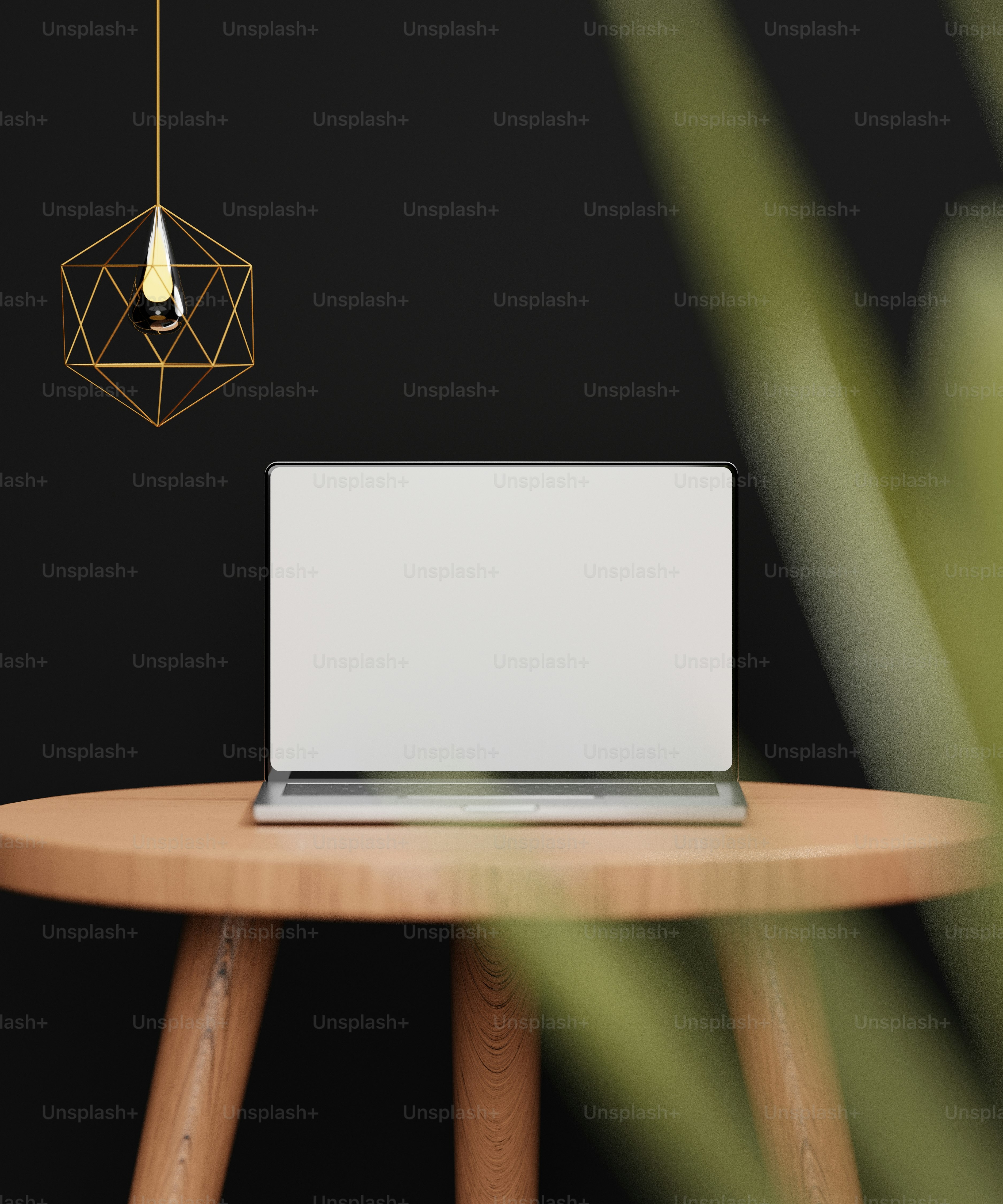 A laptop computer sitting on top of a wooden desk photo – Laptop Image ...