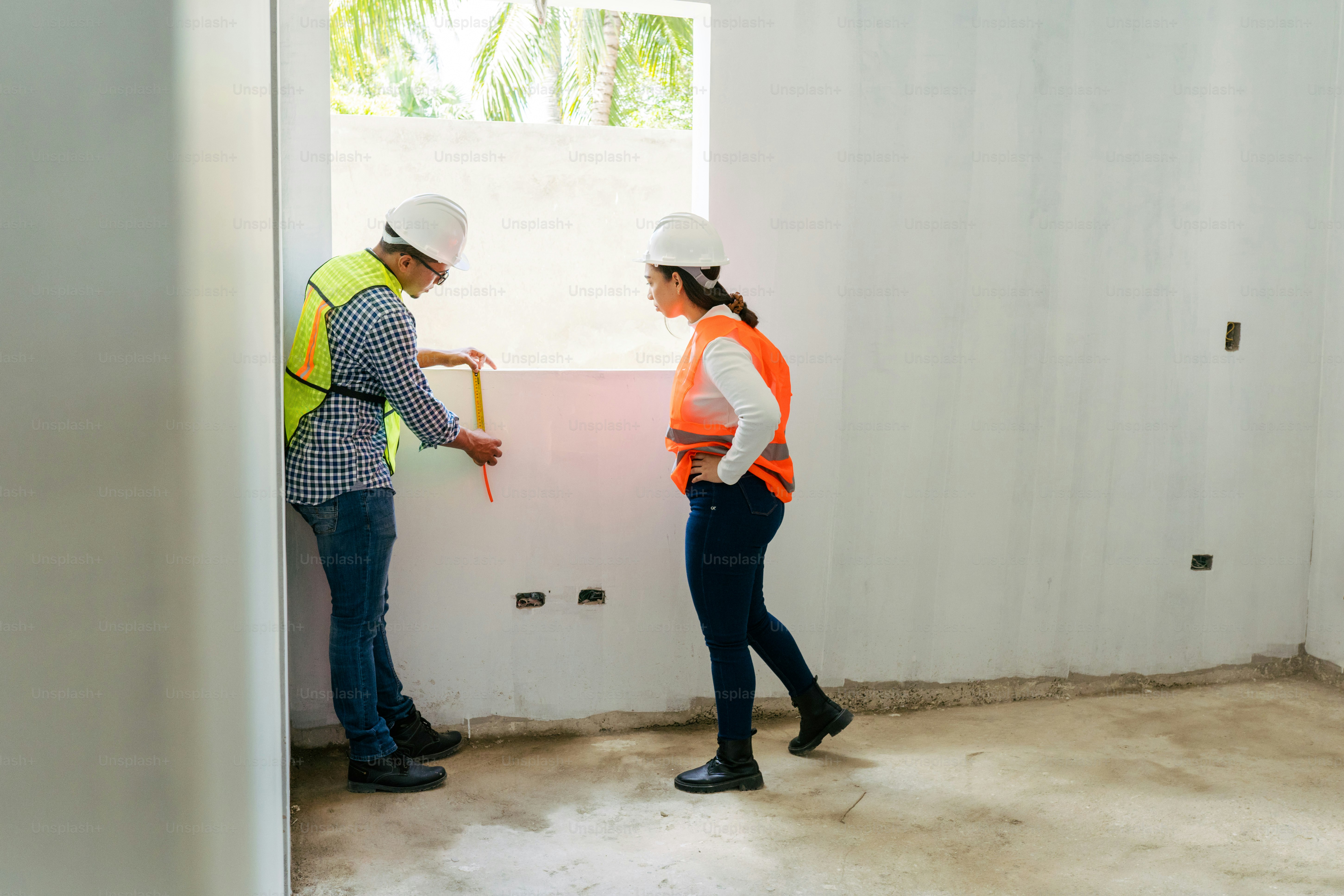 A group of people standing on top of a construction site photo ...