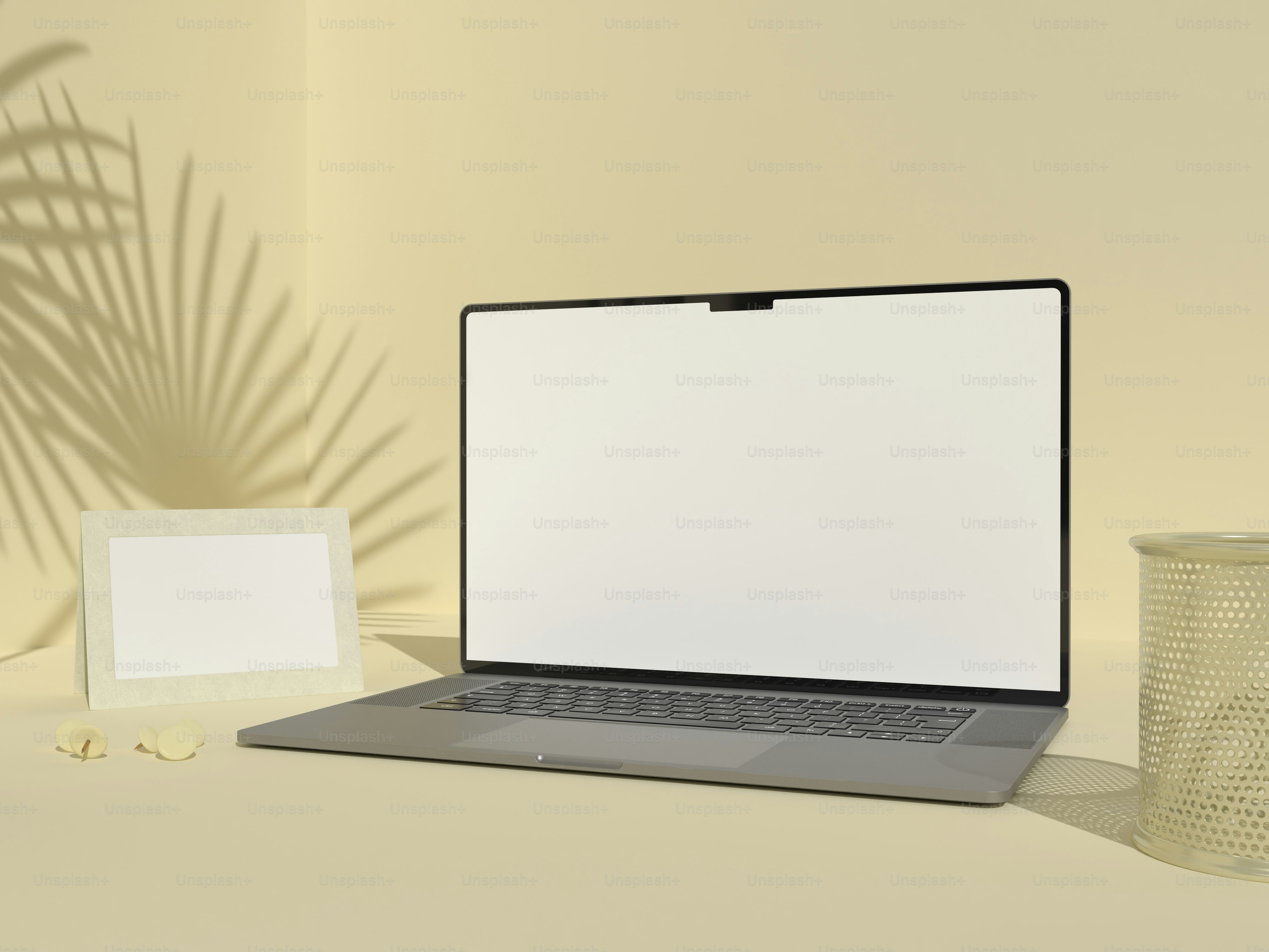 A laptop computer sitting on top of a desk photo – Wallpaper Image on ...