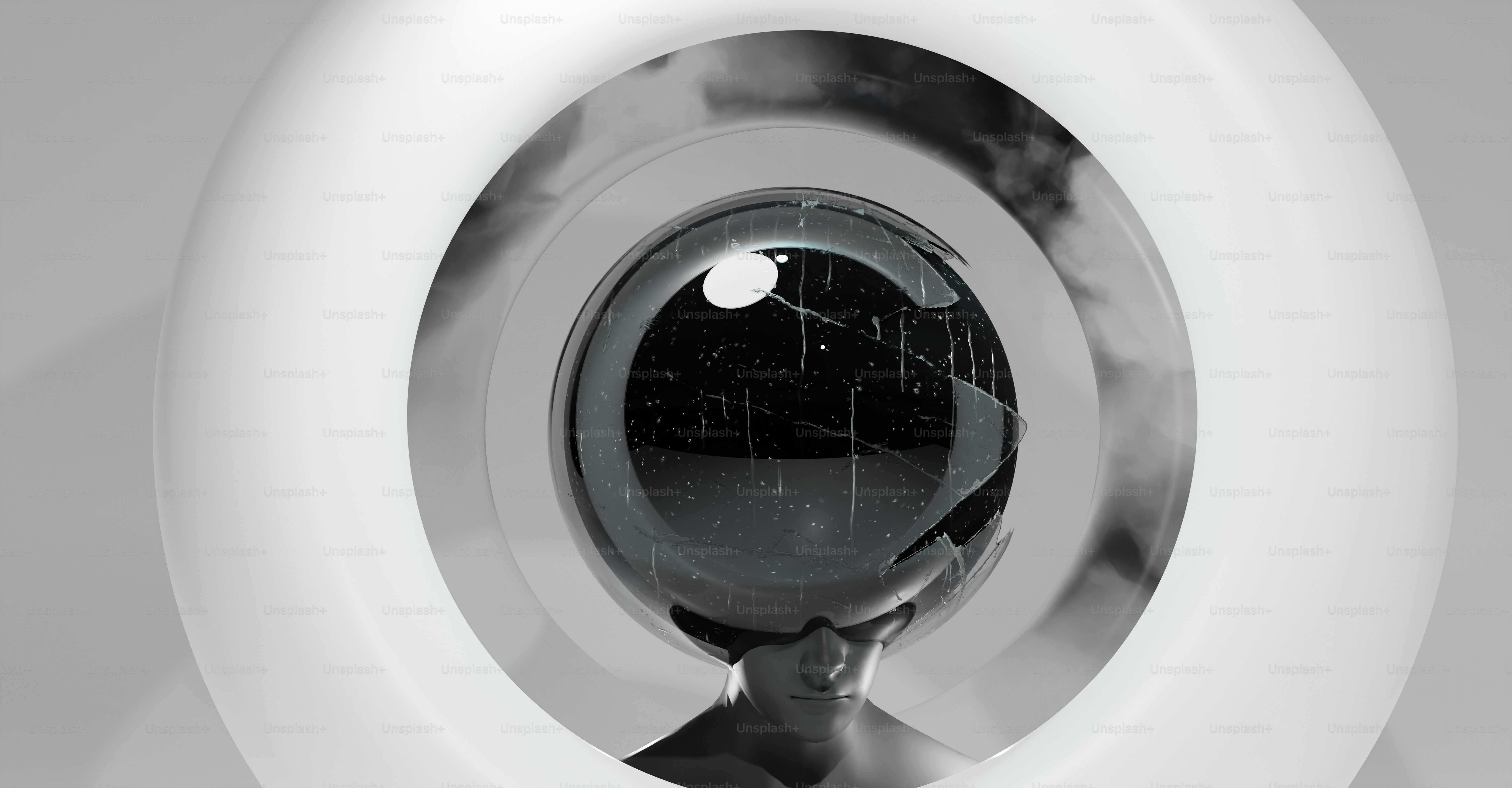 A woman's head is shown through a circular object photo – Sadness Image ...