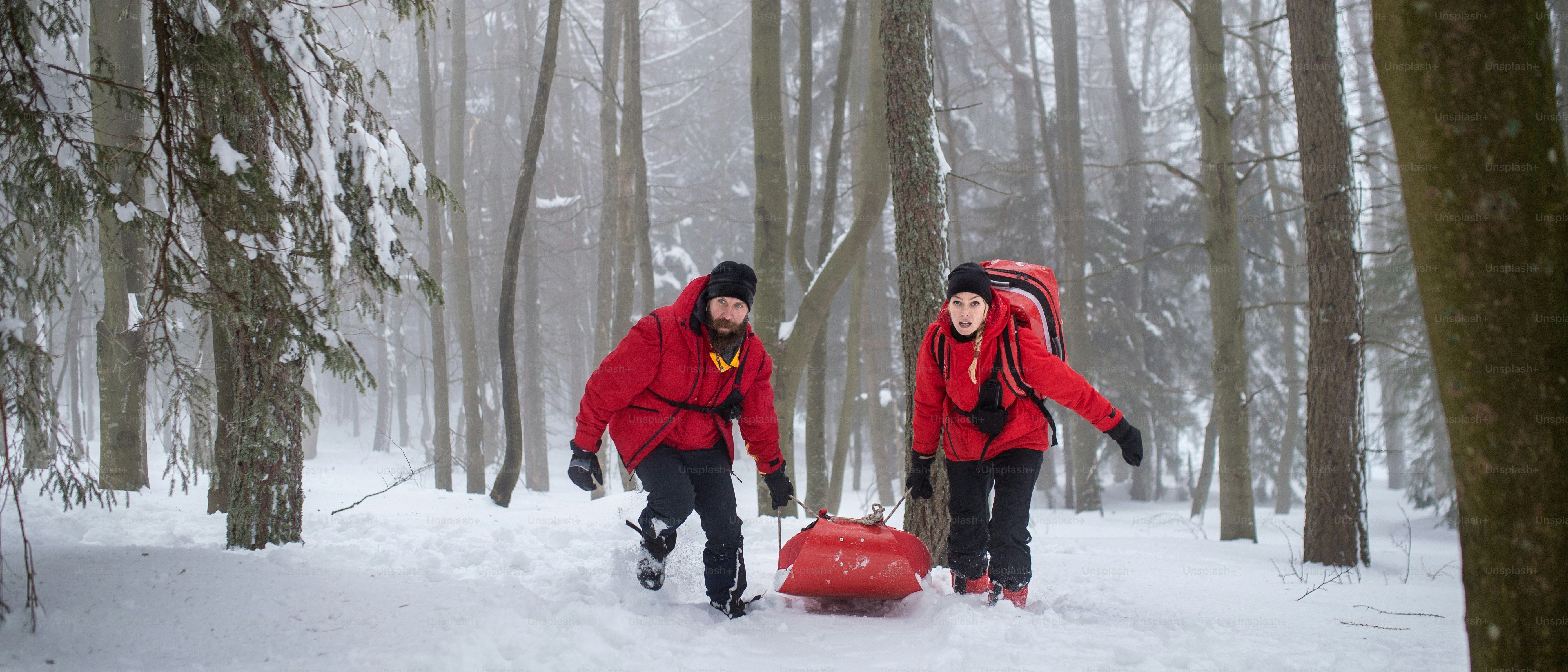 Paramedics from mountain rescue service provide operation outdoors in ...