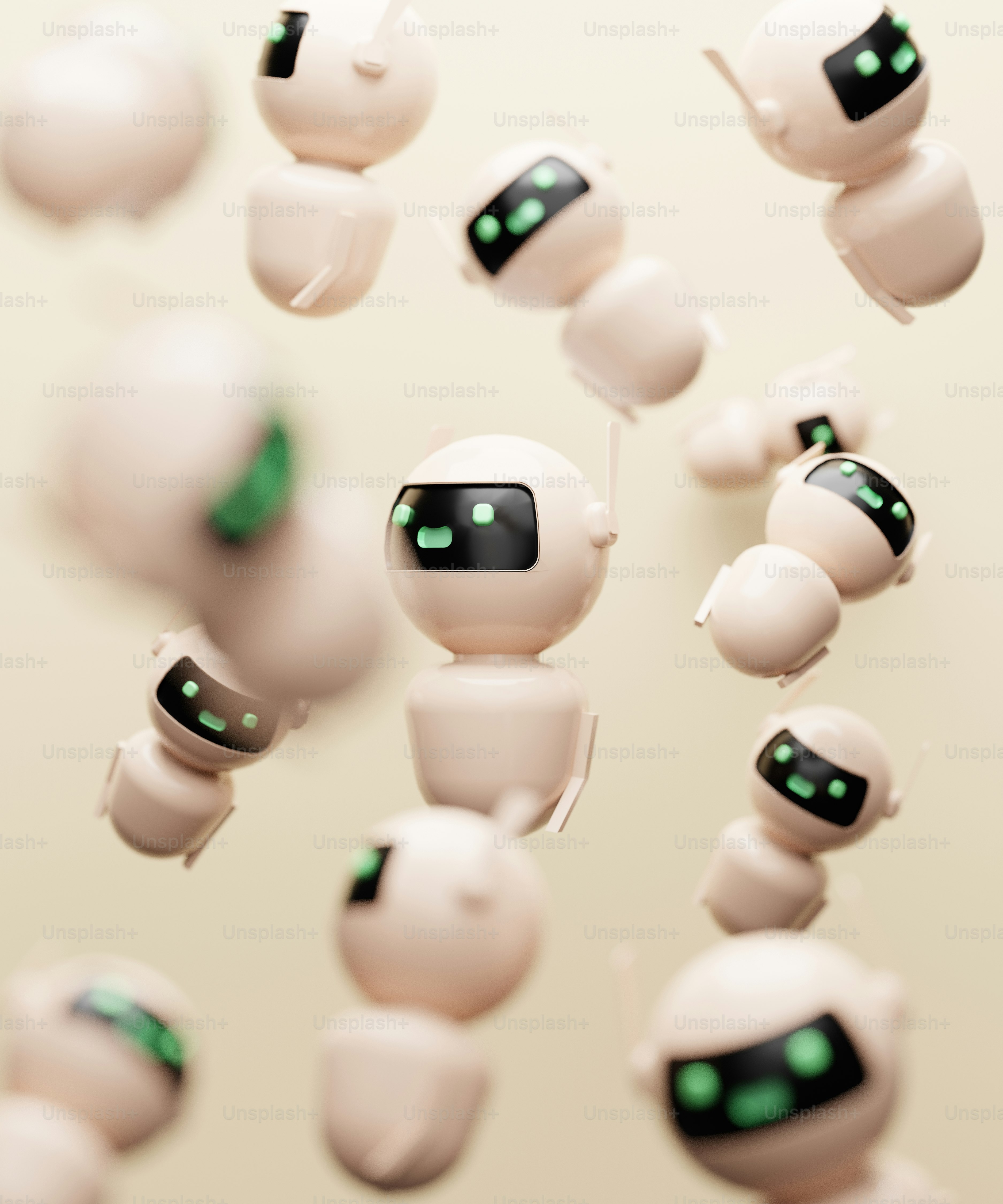 A close up of a group of toy heads photo – Chatbot Image on Unsplash
