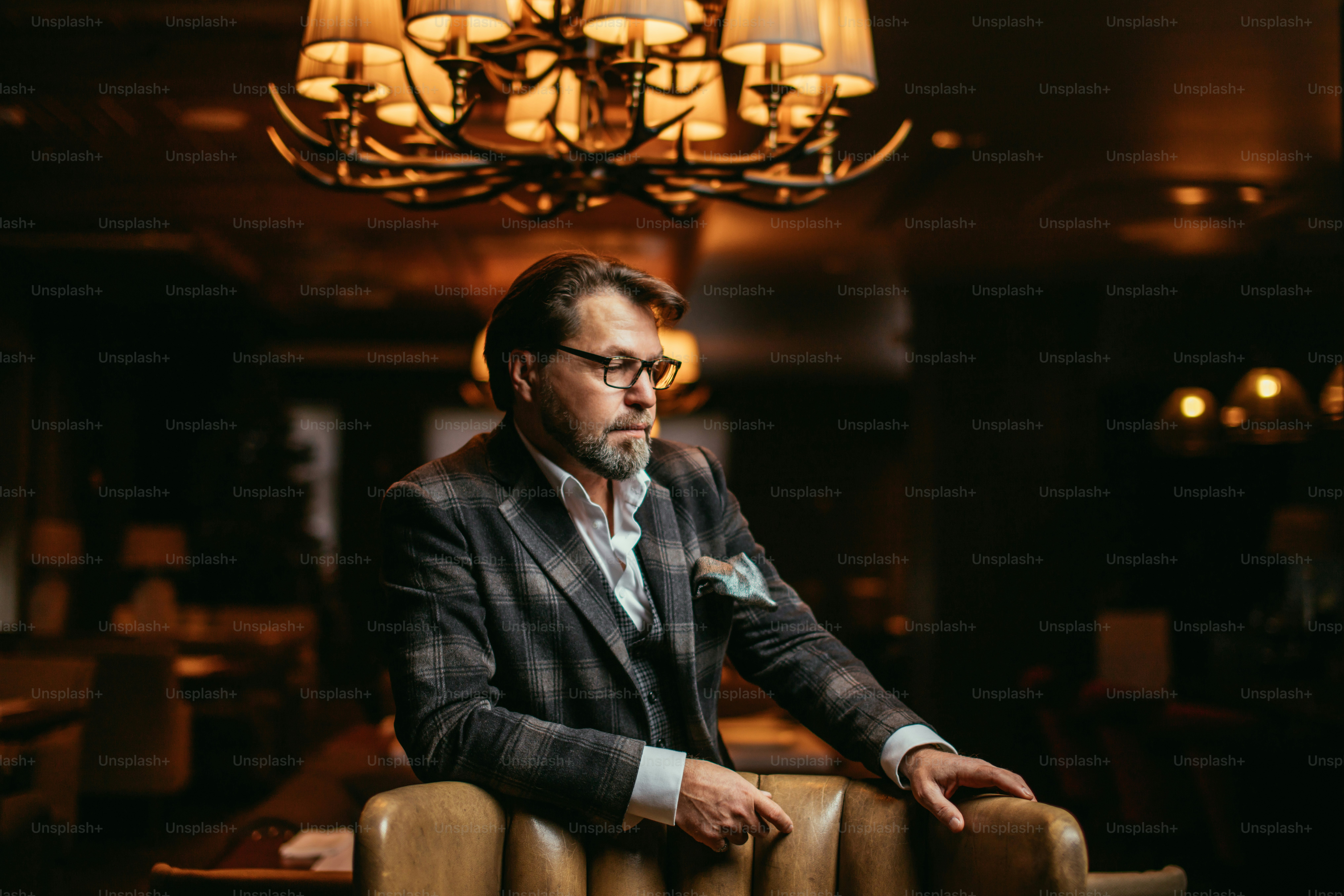 Portrait of wealthy prosperious handsome businessman, dressed in ...