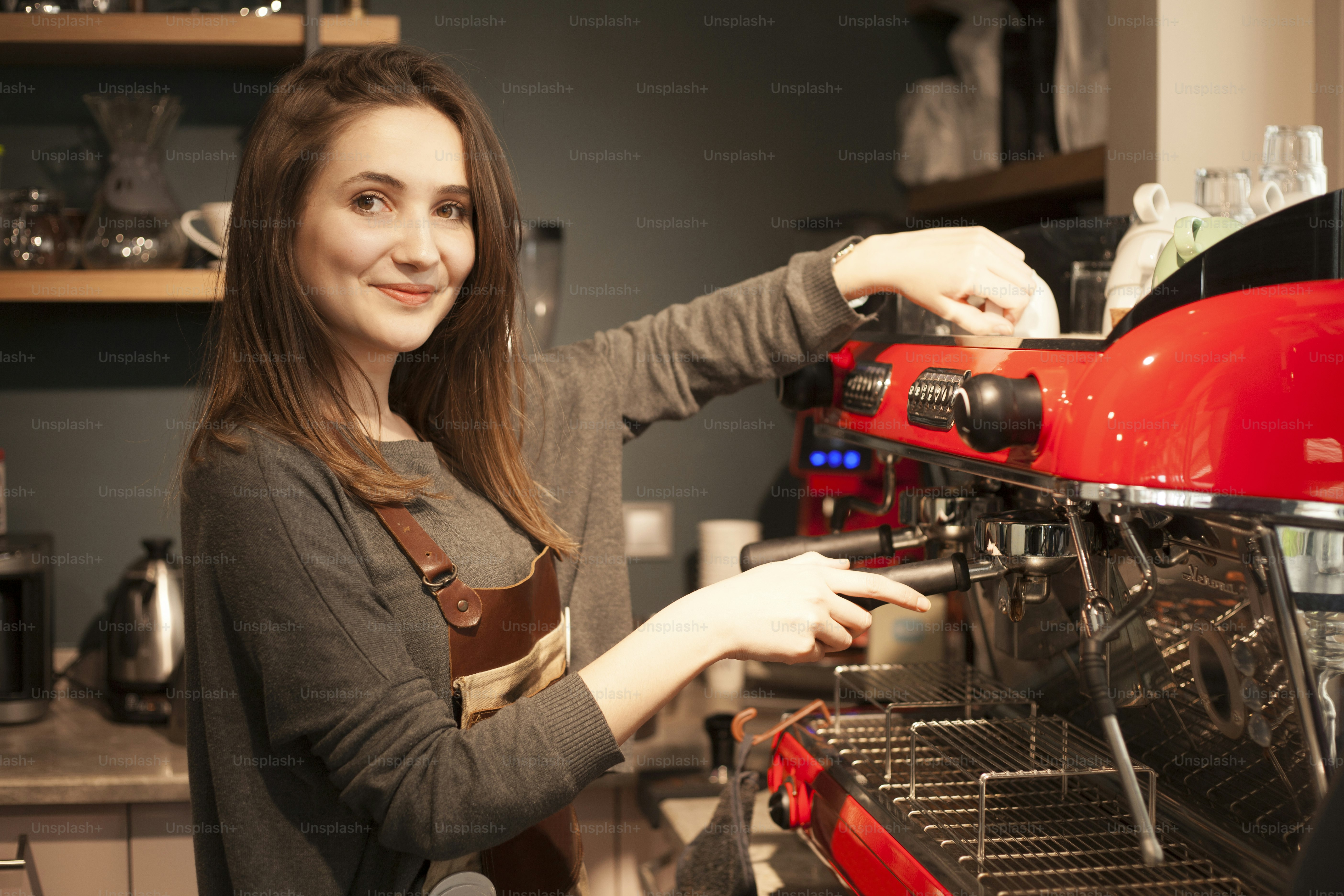 Woman cafe owner using coffee machine photo – Cafe Image on Unsplash