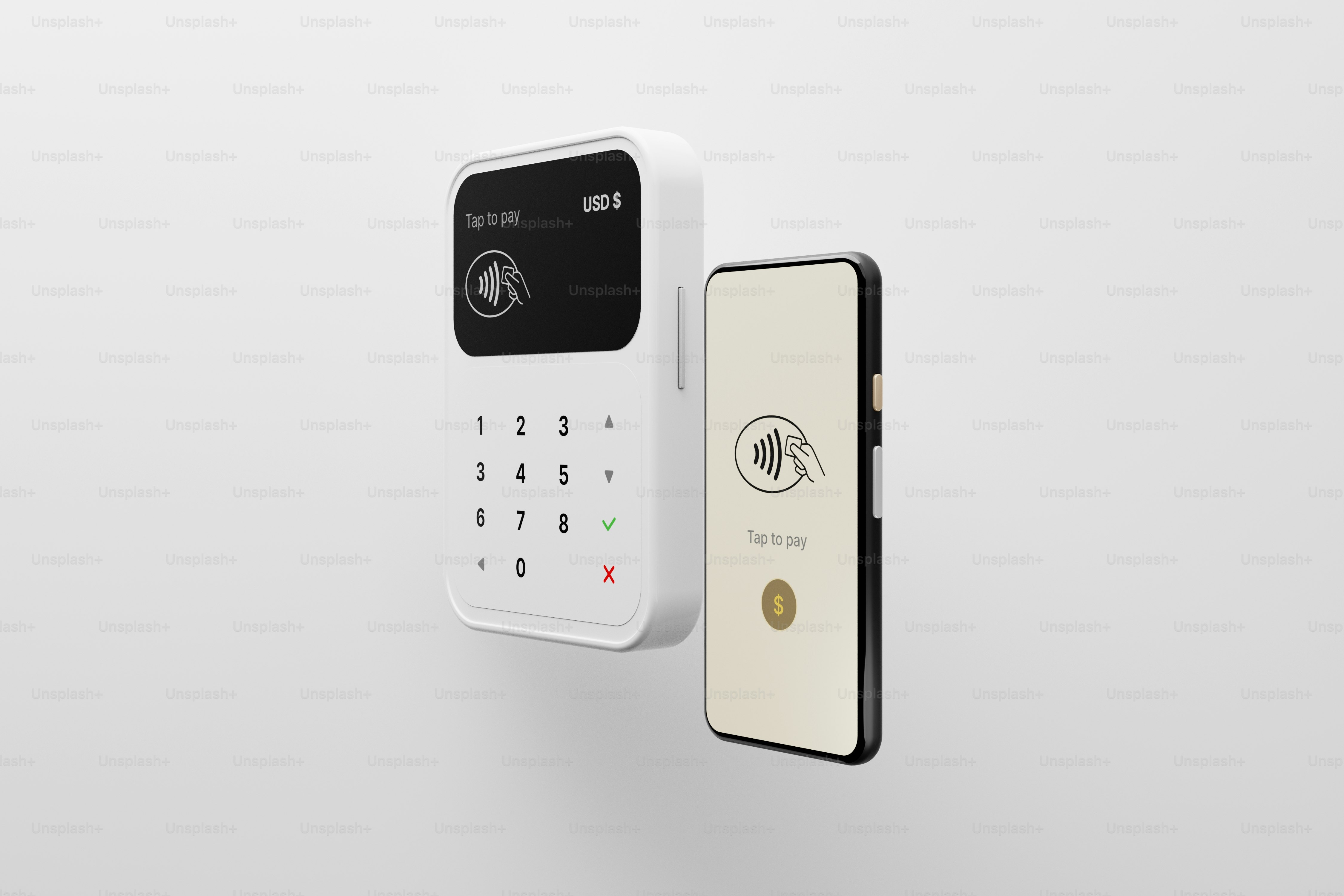 A smart phone mounted to a wall next to a keypad photo – Contactless ...