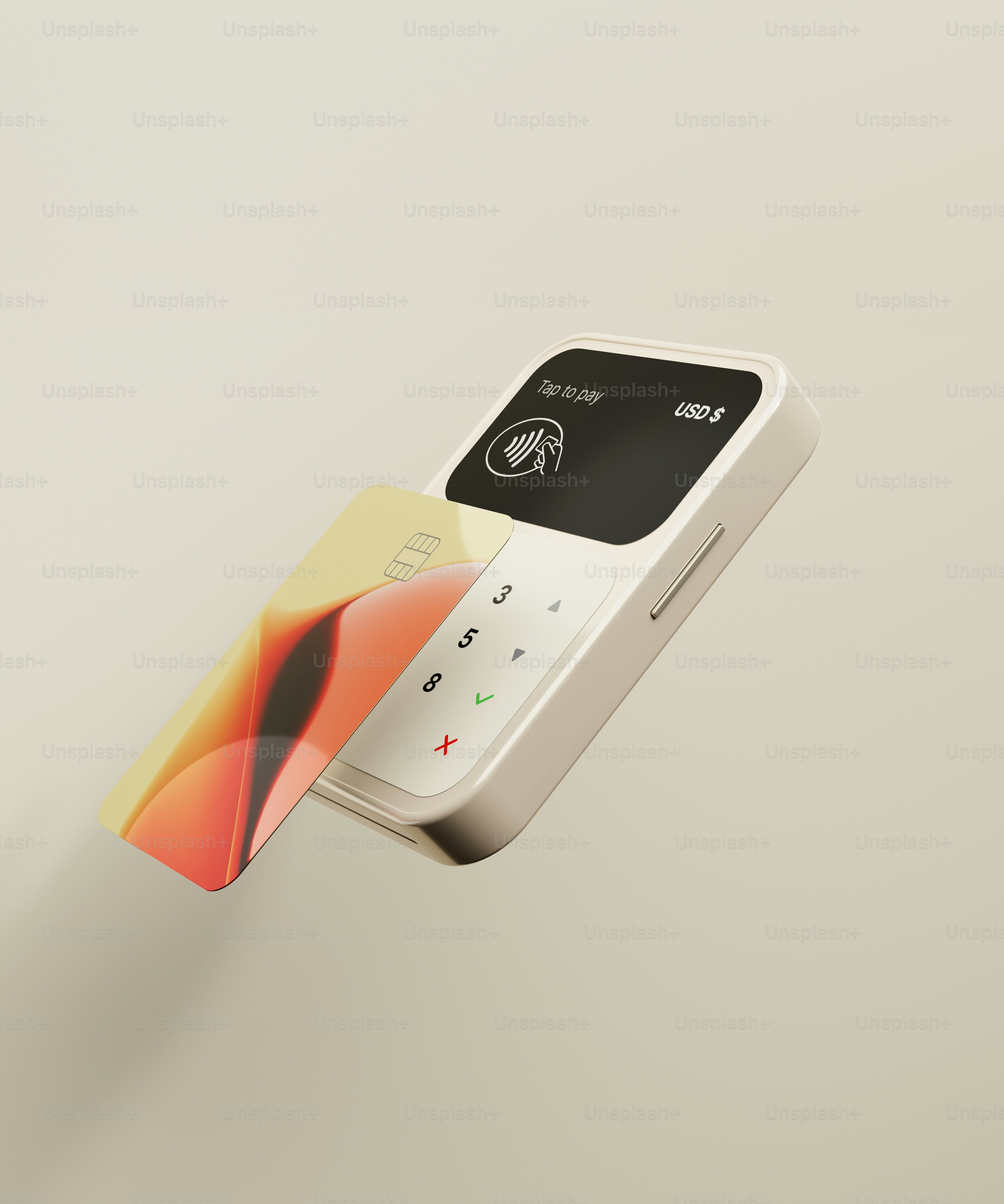 A phone with a credit card attached to it photo – Contactless payment ...
