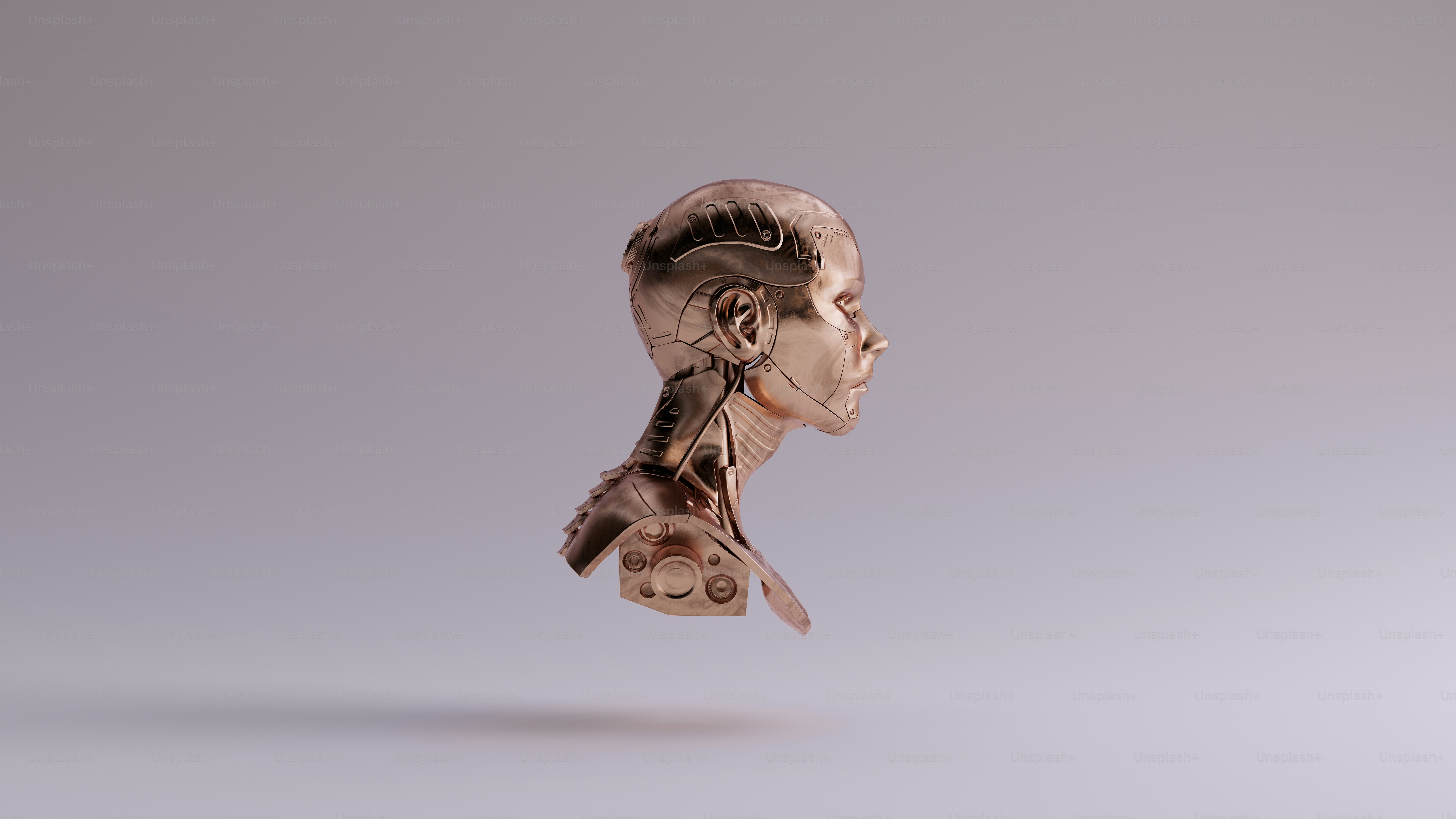 Bronze Cyborg Bust Right View 3d illustration 3d render photo ...