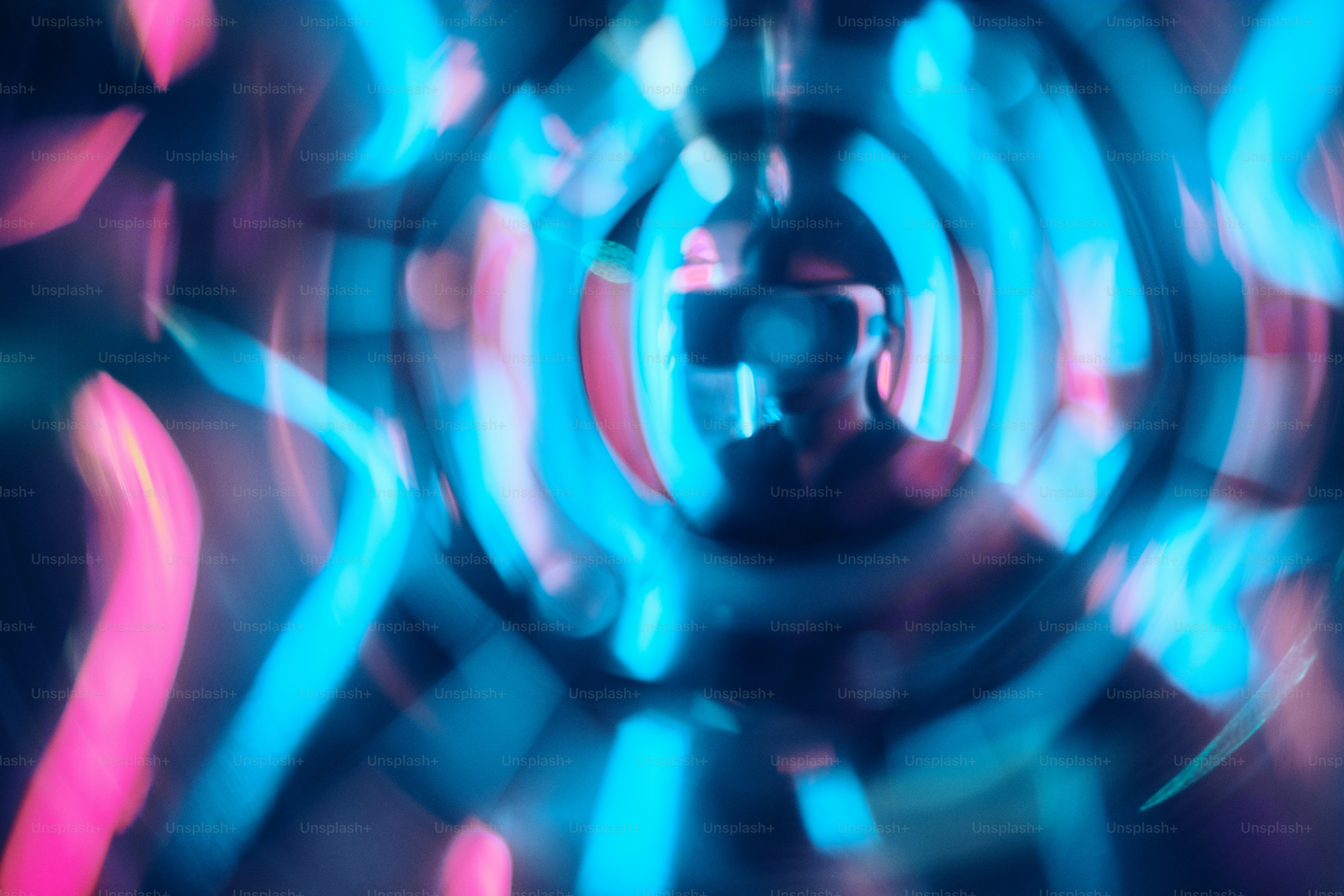 Futuristic portrait of asian teenager in neon light with sword like ...