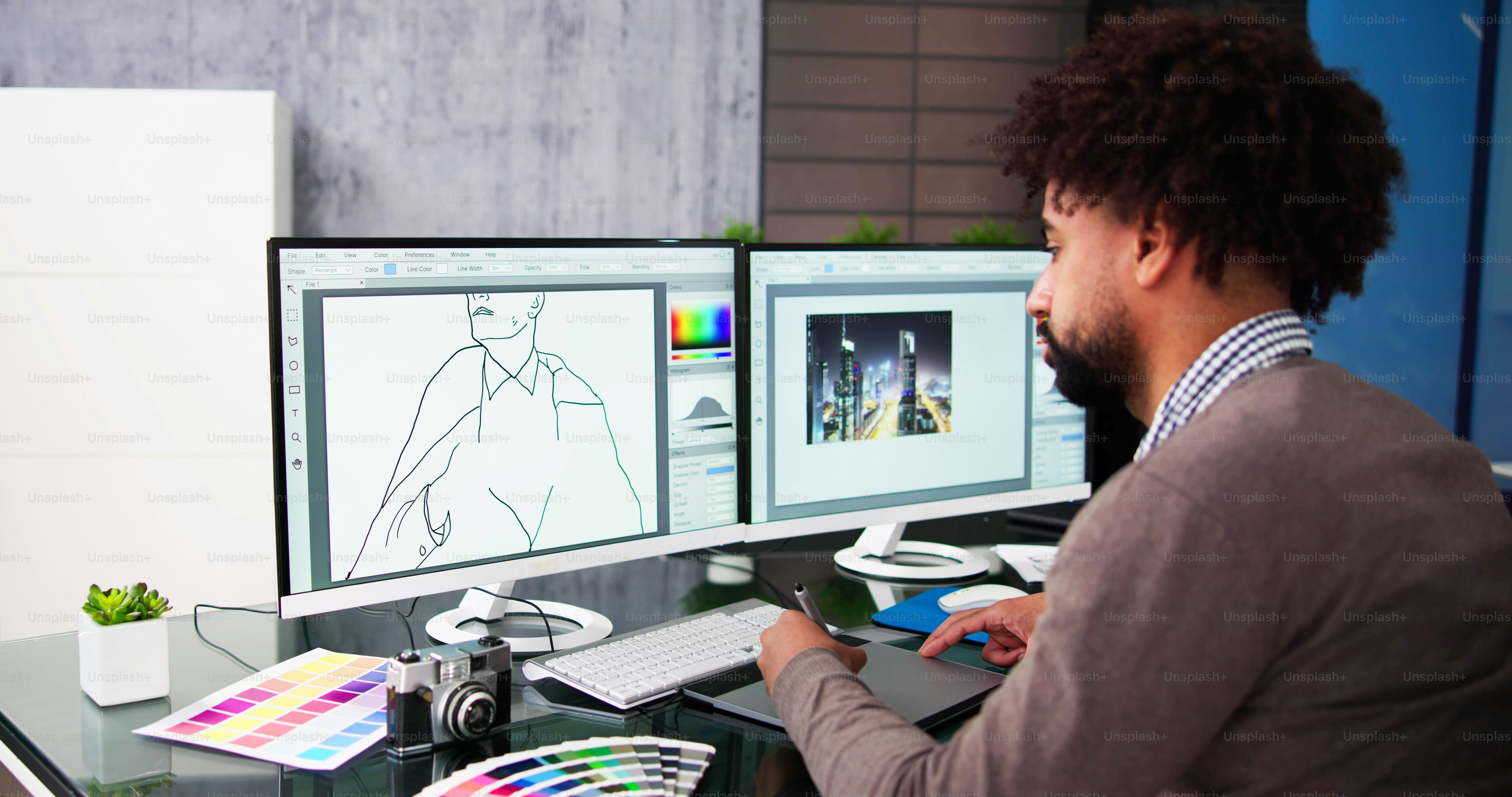 African Graphic Web Designer Using Design Editing Software photo ...