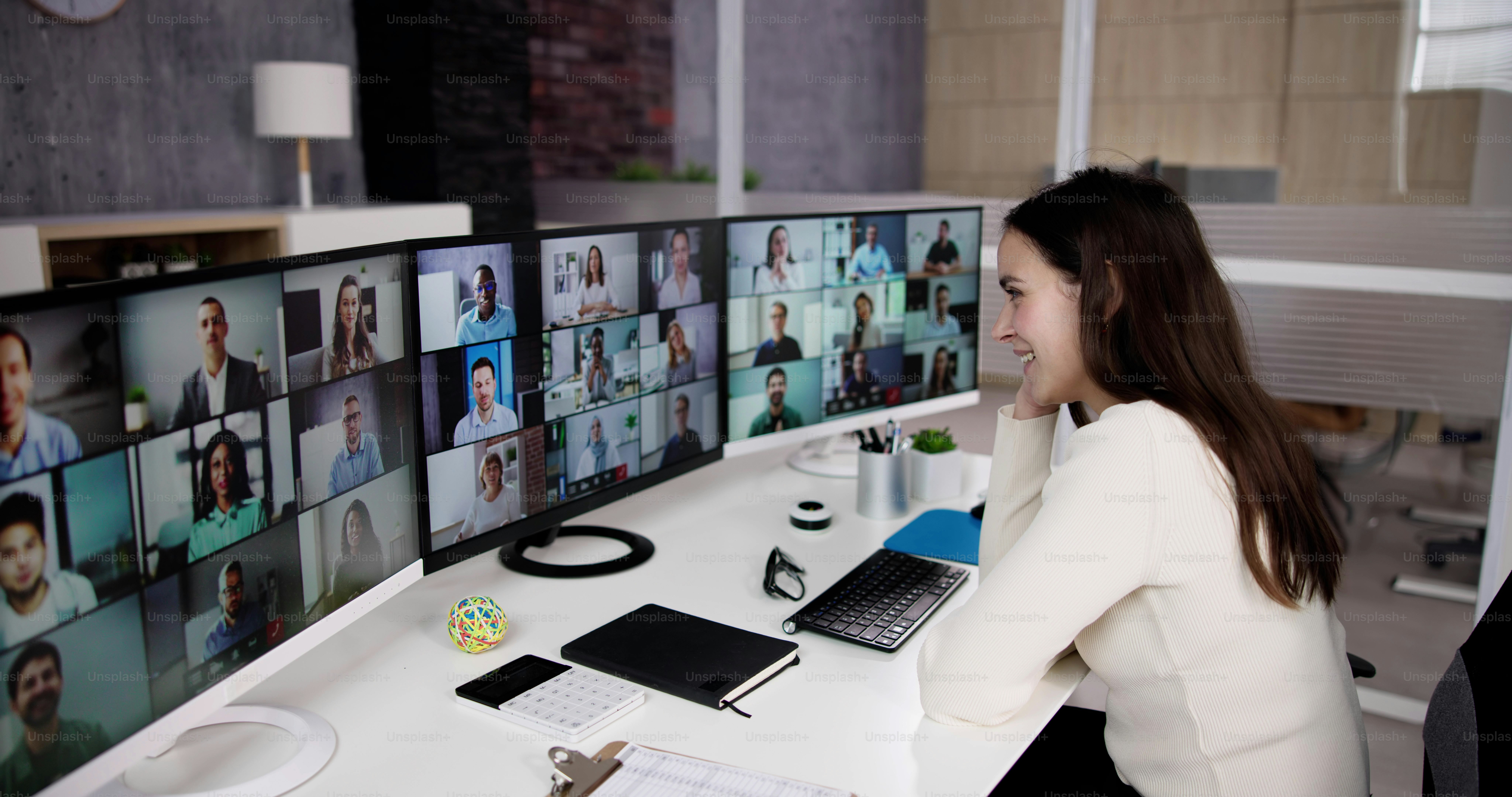 Video Conference Webinar Meeting Business Call Banner photo – Desk ...