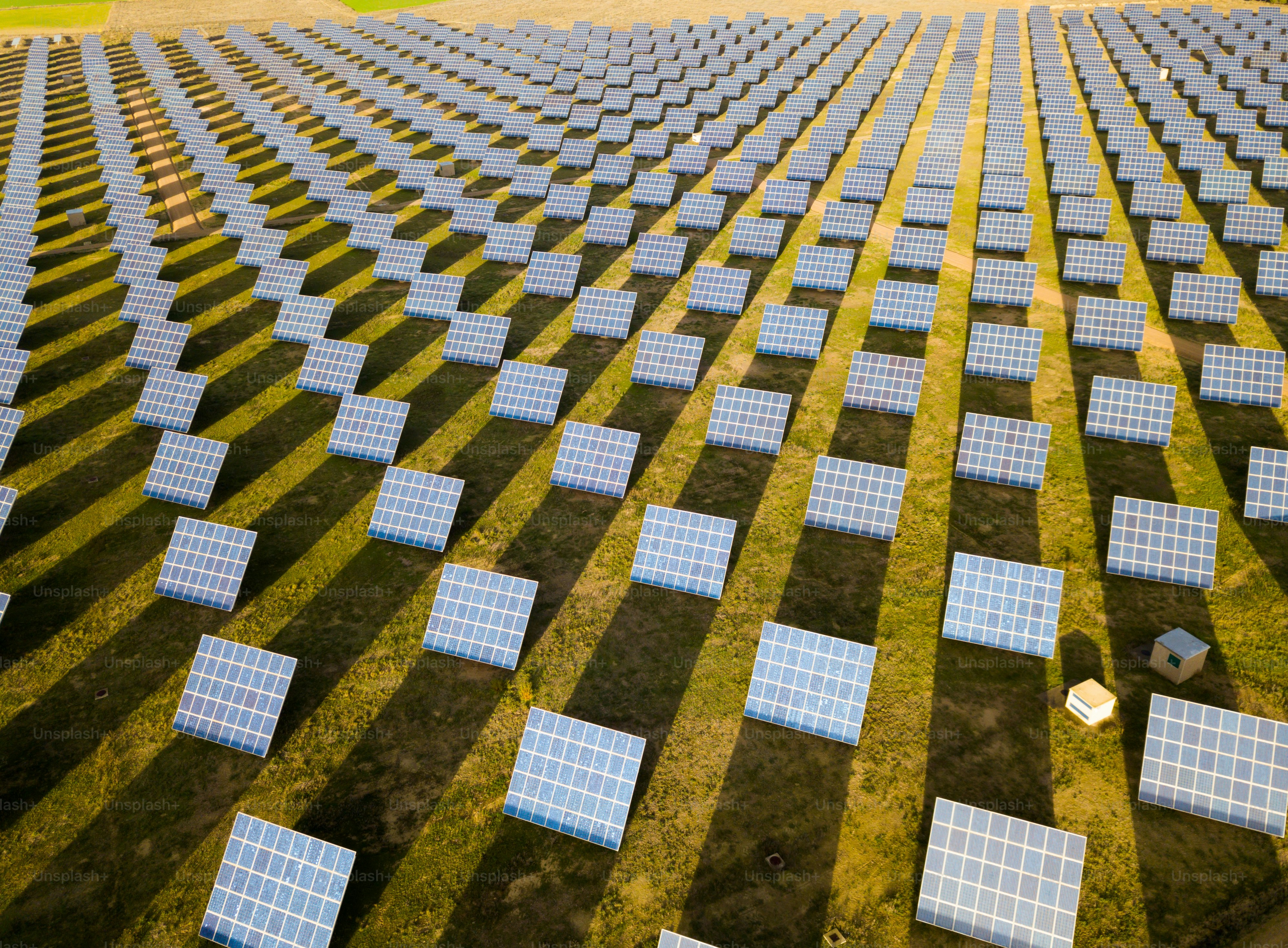 Photovoltaic solar panels at field, aerial photo photo – Outdoors Image ...
