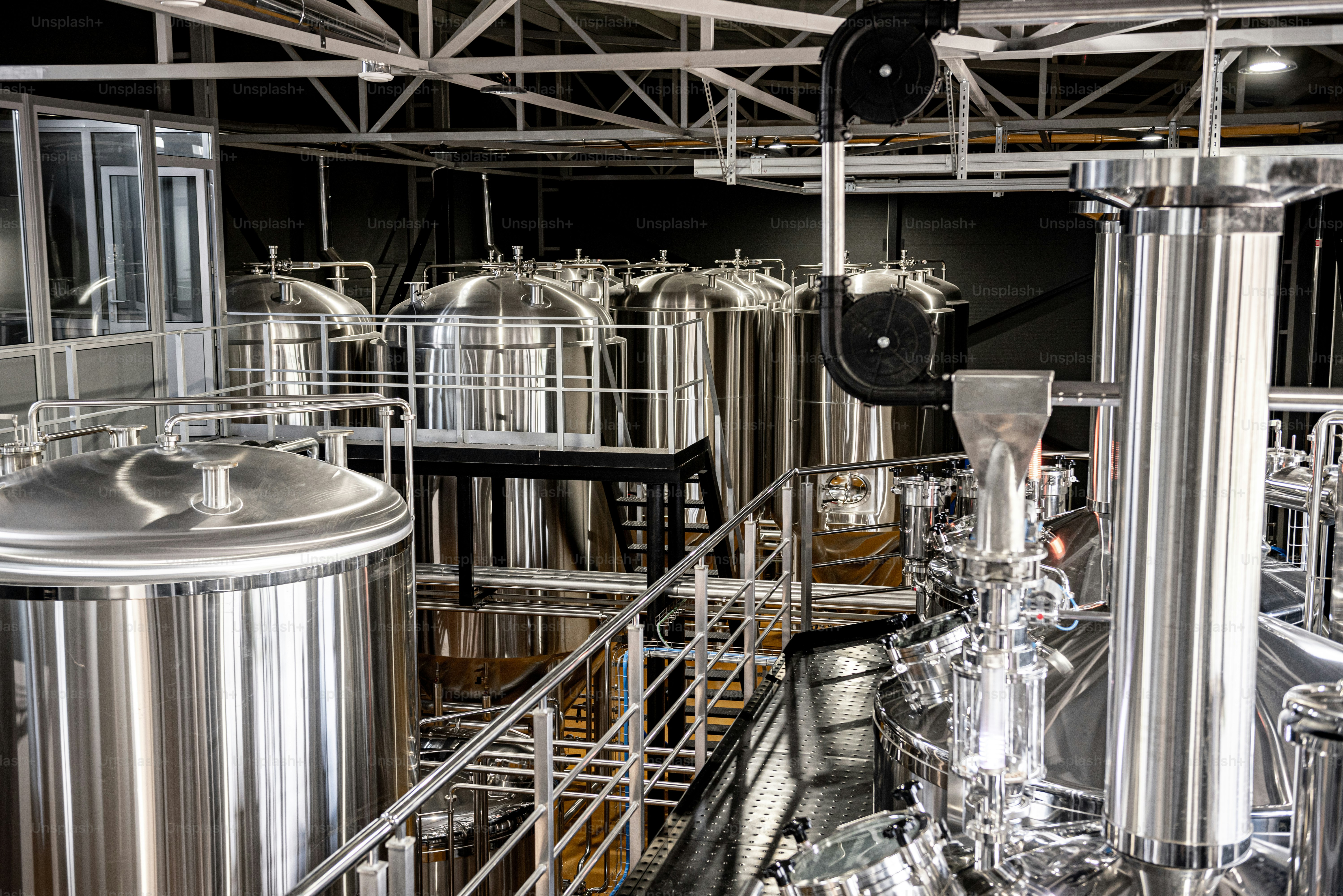 Craft beer brewing equipment in privat brewery. photo – Factory Image ...