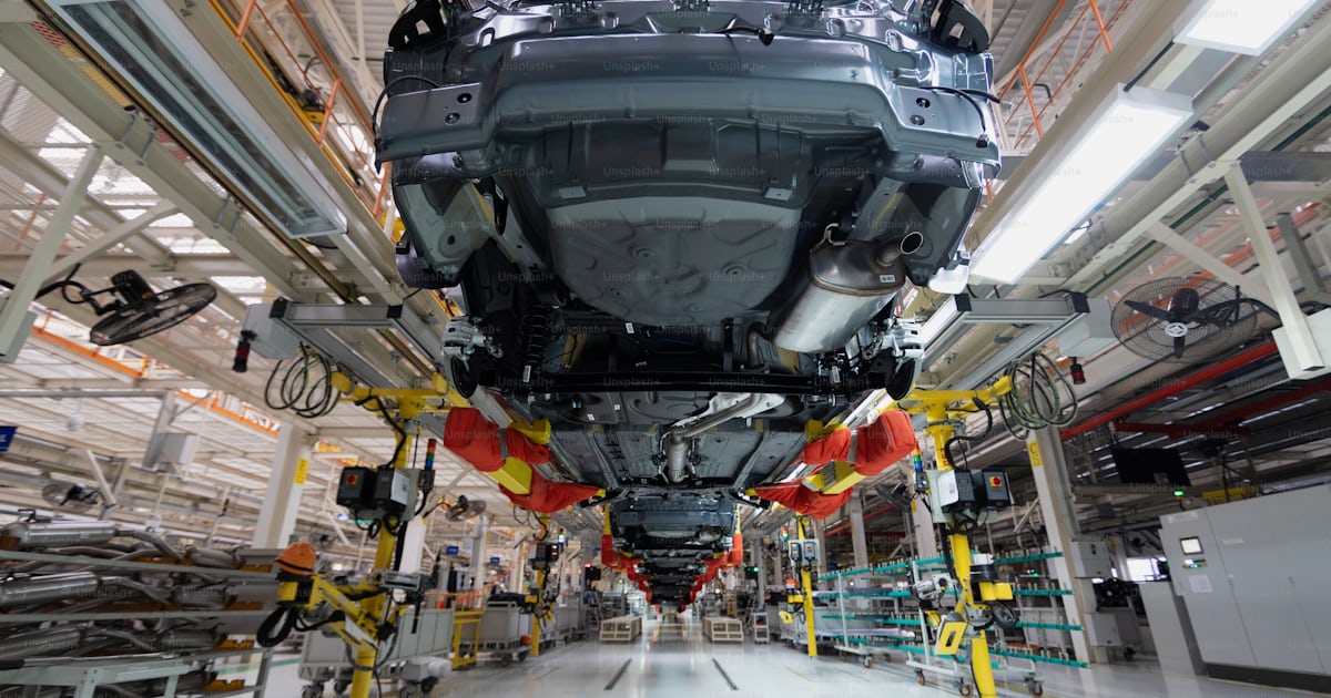 Automated car Assembly line. plant of automotive industry. Shop for ... Automated car Assembly line. plant of automotive industry. Shop for ...