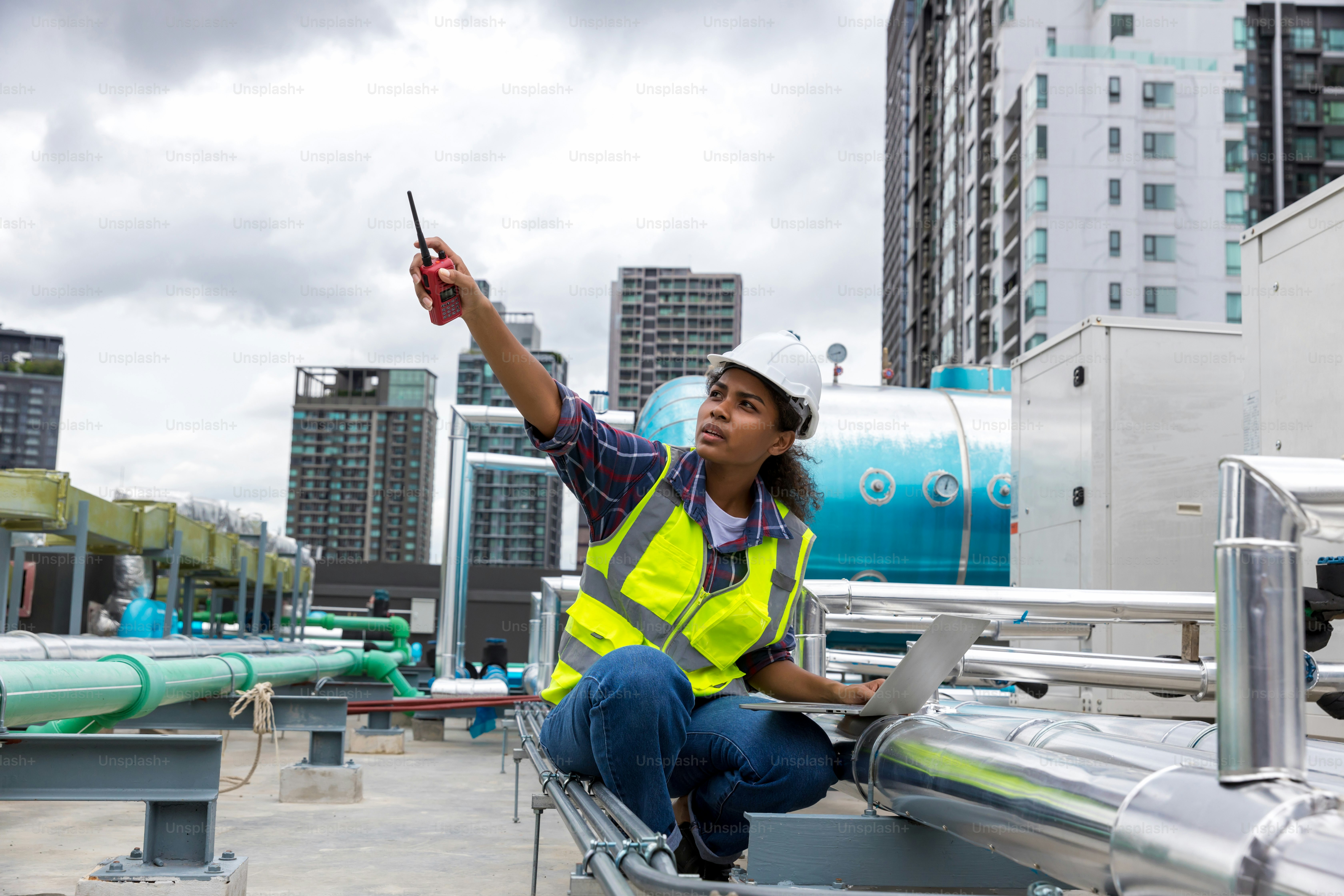 Industrial engineer work on site. engineer visit and inspection site ...