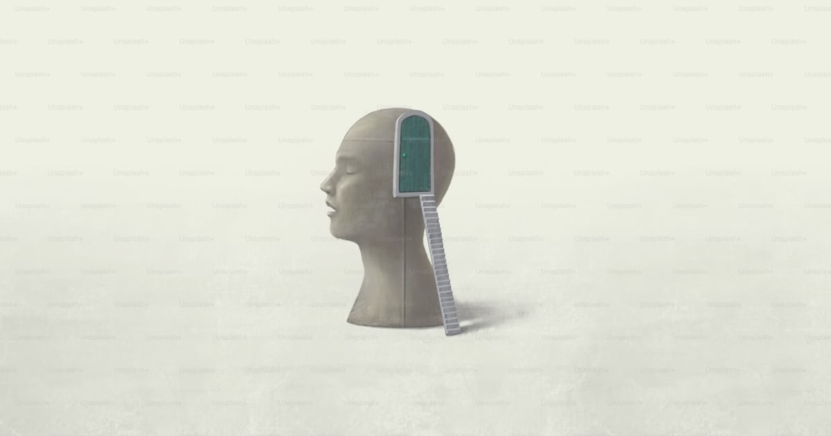 뇌 생각의 개념 아이디어 예술 초현실적인 초상화 그림 개념 예술 작품 3d 일러스트레이션 사진 Unsplash의 현대
