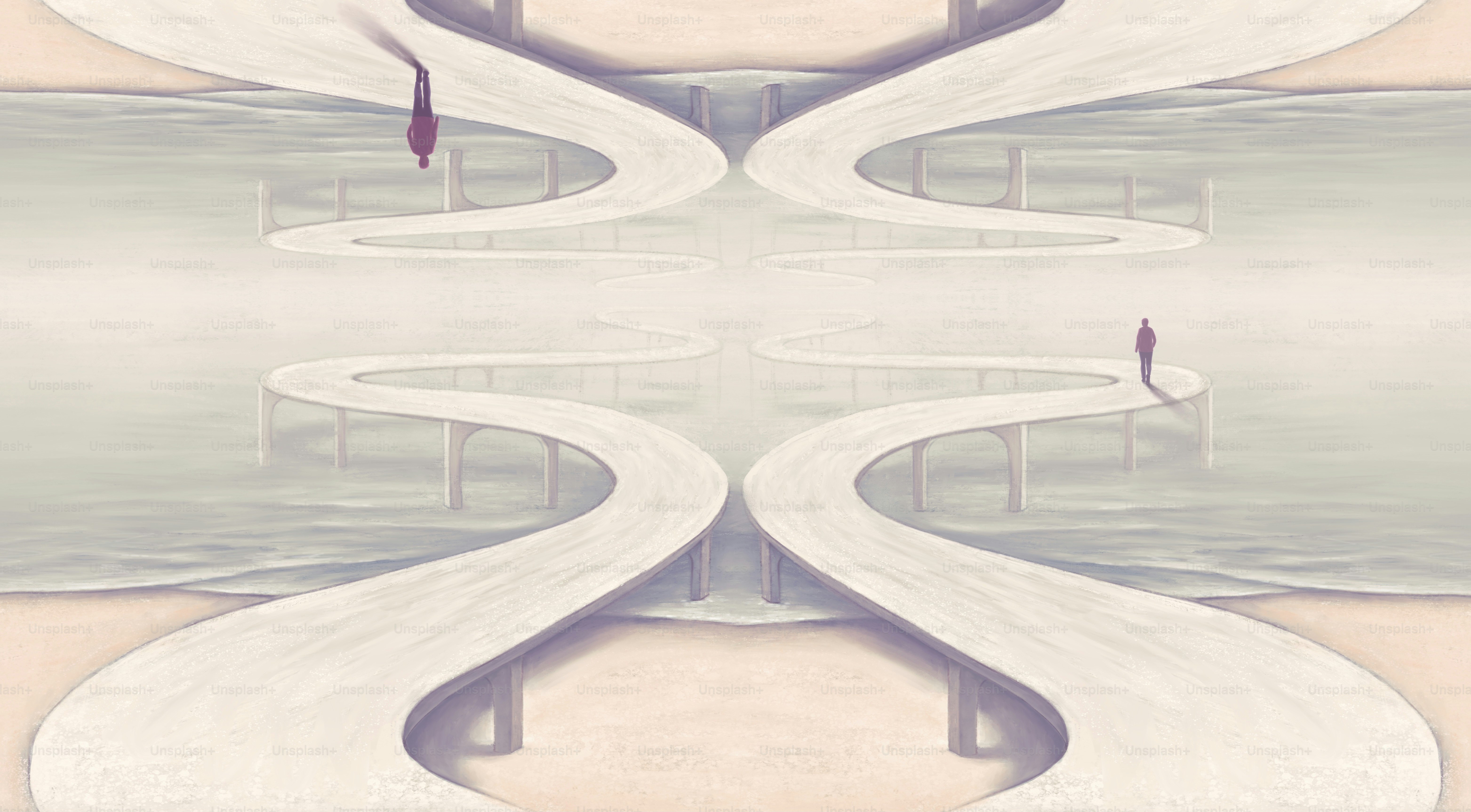 Concept art of way road hope and success. surreal street on the sea ...