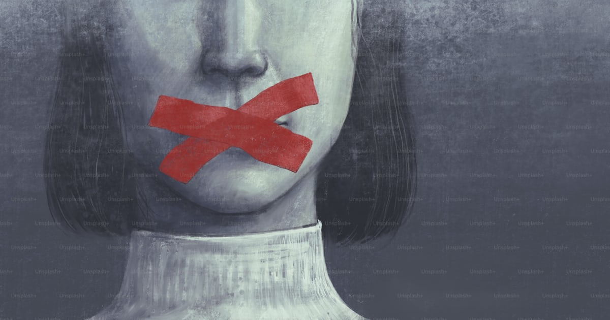 개념 아이디어 언론의 자유 표현의 자유 민주주의 페미니즘과 검열 초현실적 인 그림 초상화 삽화 정치 예술 여성의 권리