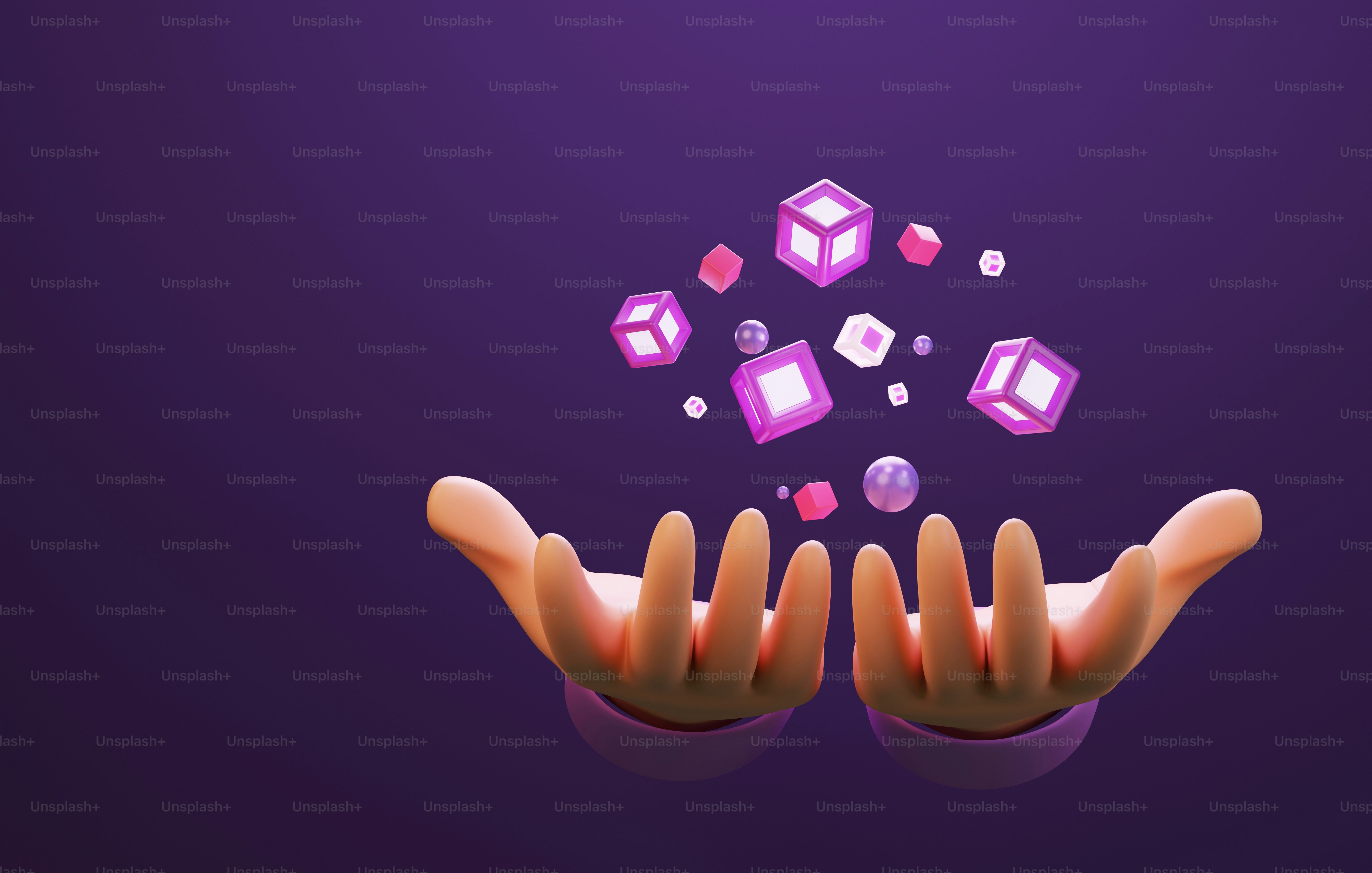 User's hand in touch with blockchain technology. Future Technology ...