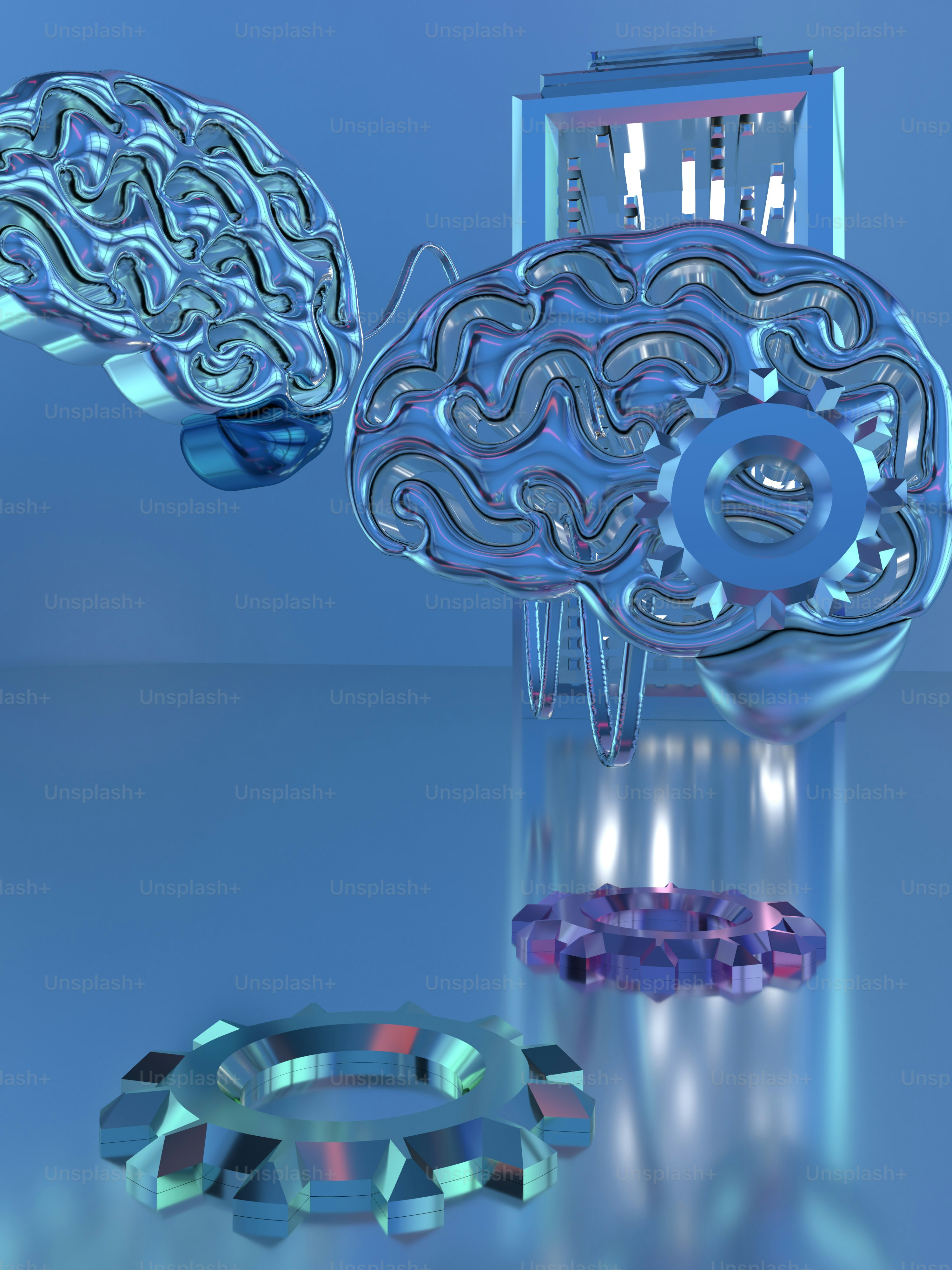 A computer generated image of a brain on a purple background photo ...