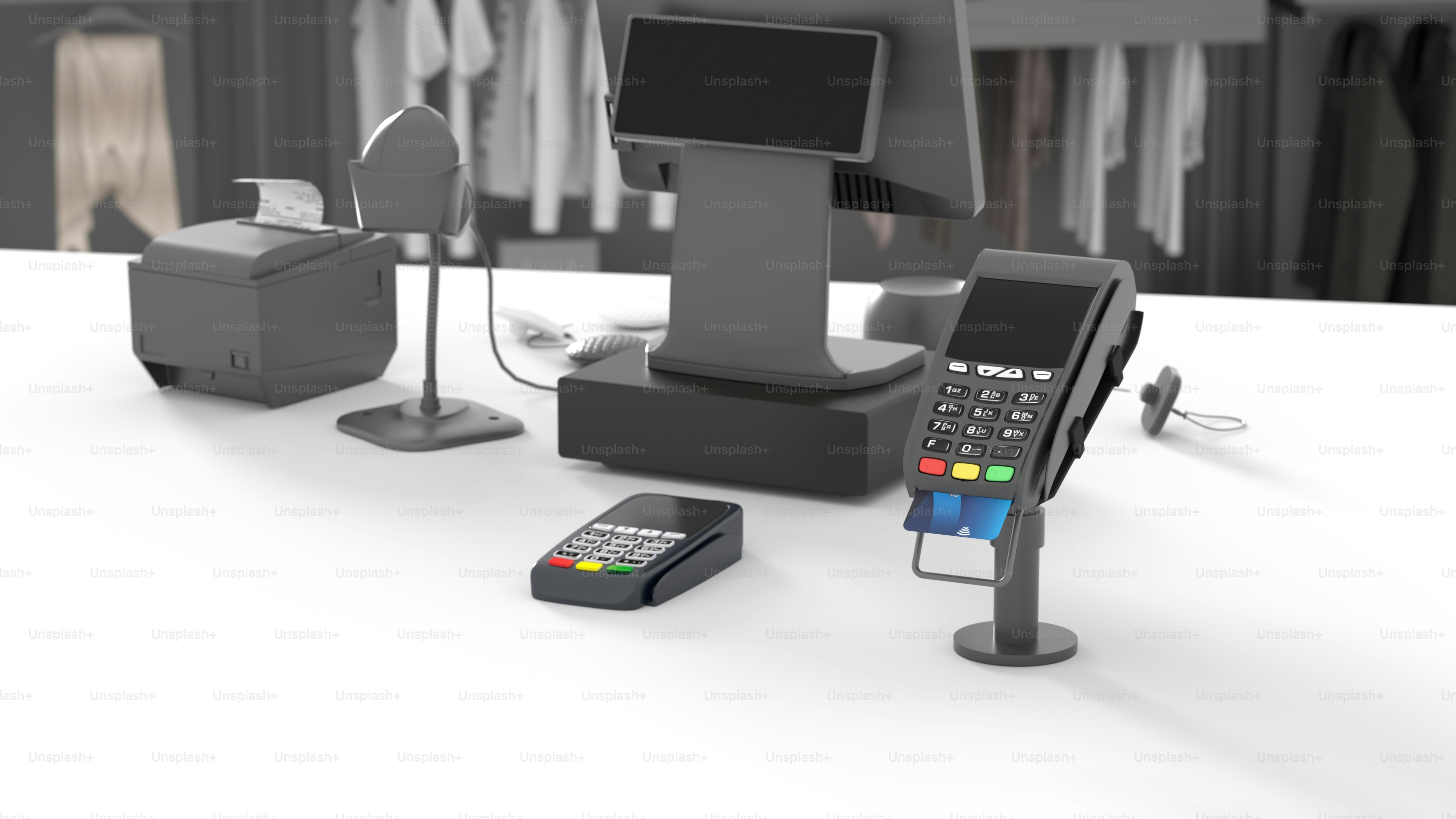 A display of electronic devices on a table photo – Shopping Image on ...