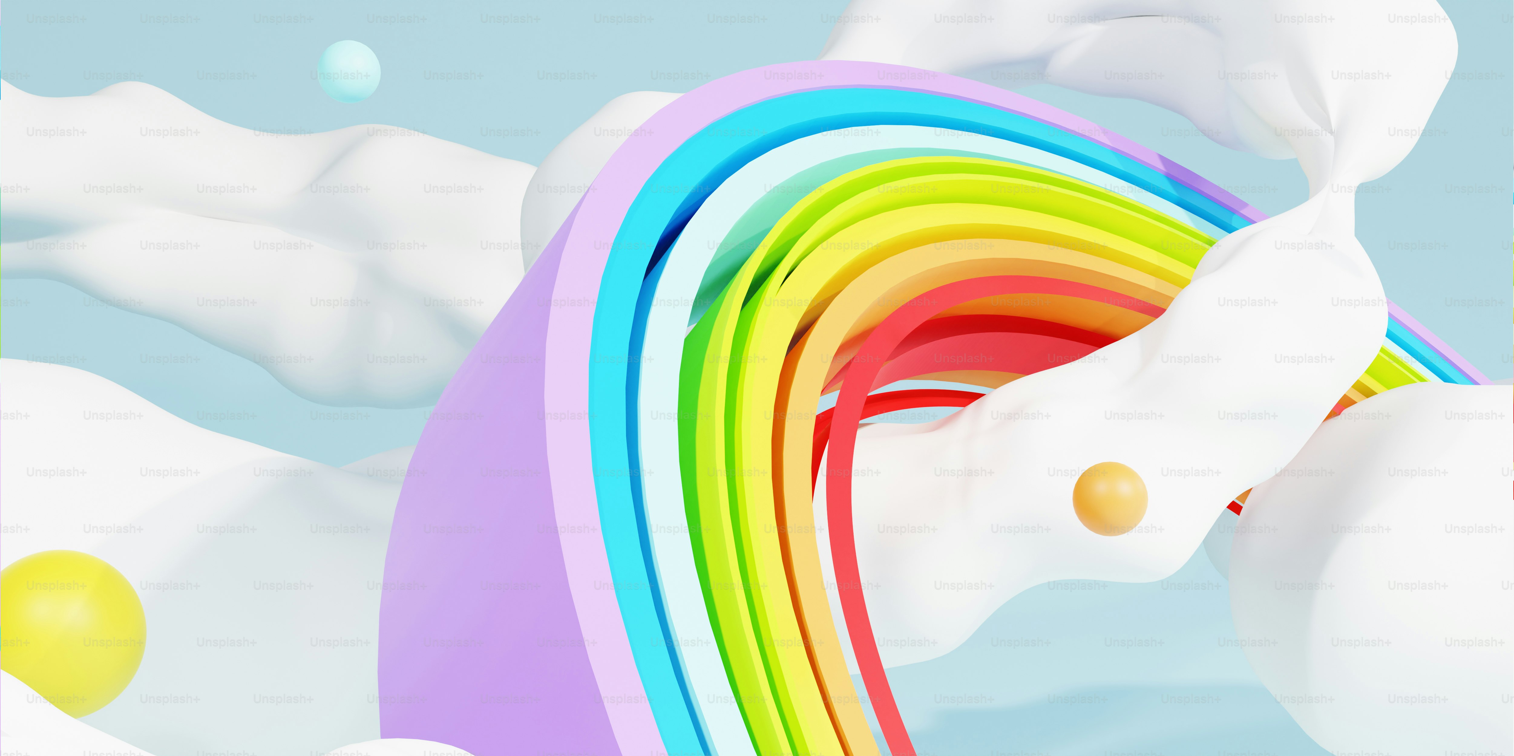A painting of a rainbow in the sky photo – 3d illustration Image on ...