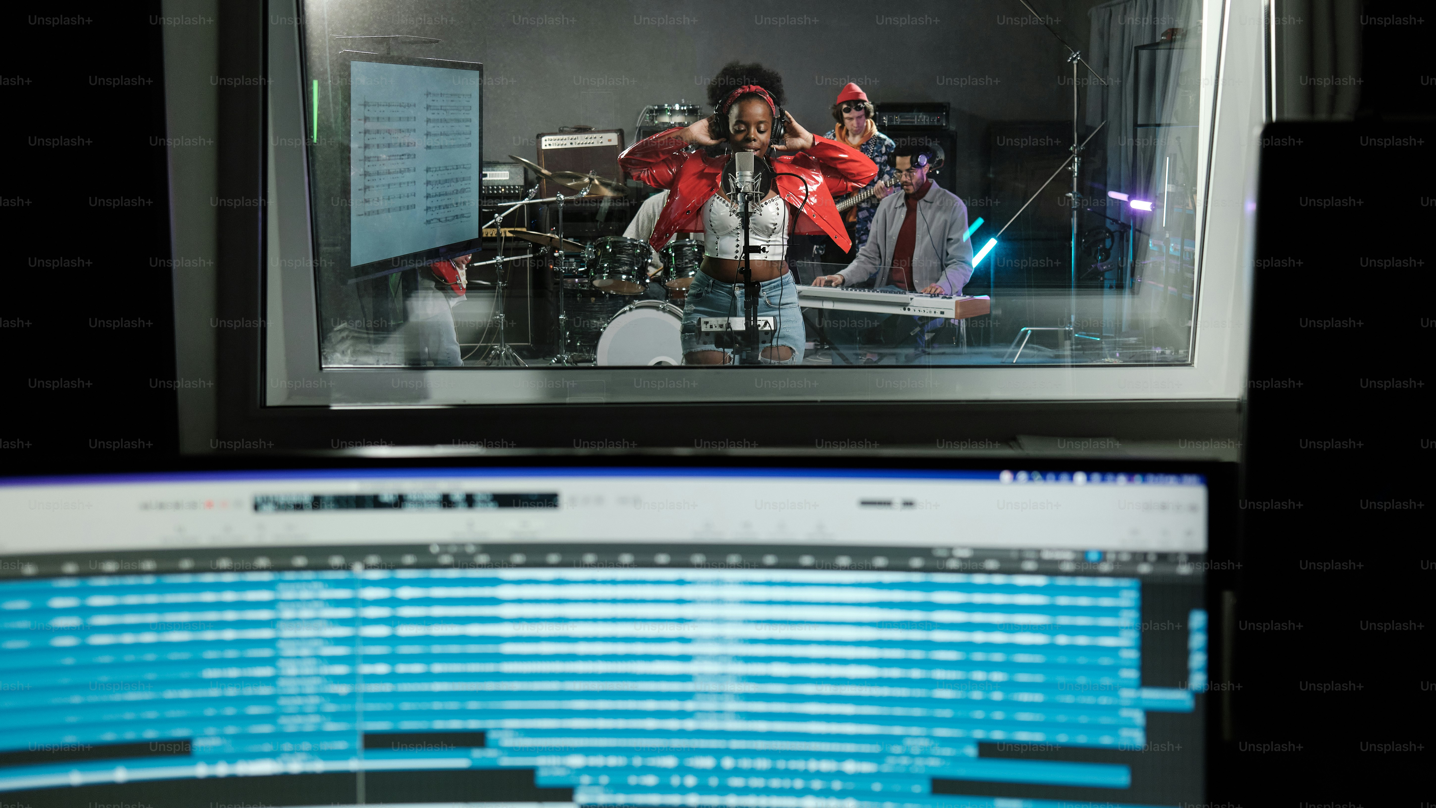 A computer screen with a band on it photo – Musicians Image on Unsplash