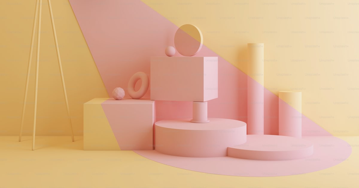 추상적인 기하학적 모양 파스텔 색상 장면 최소한 화장품 또는 제품 디스플레이 연단 3d 렌더링을 위한 디자인 사진