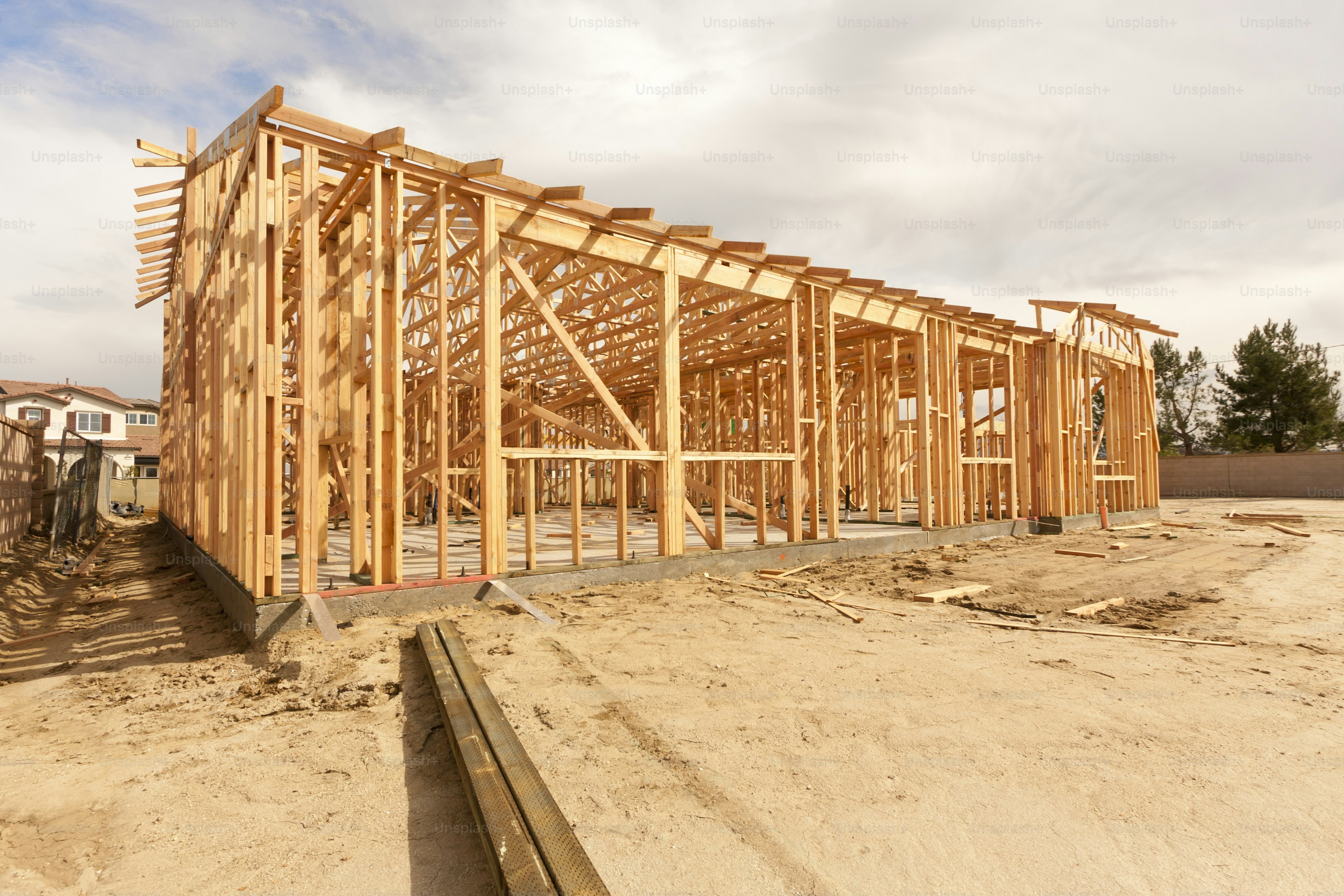 New Construction Wood Home Framing Abstract. photo – House Image on ...