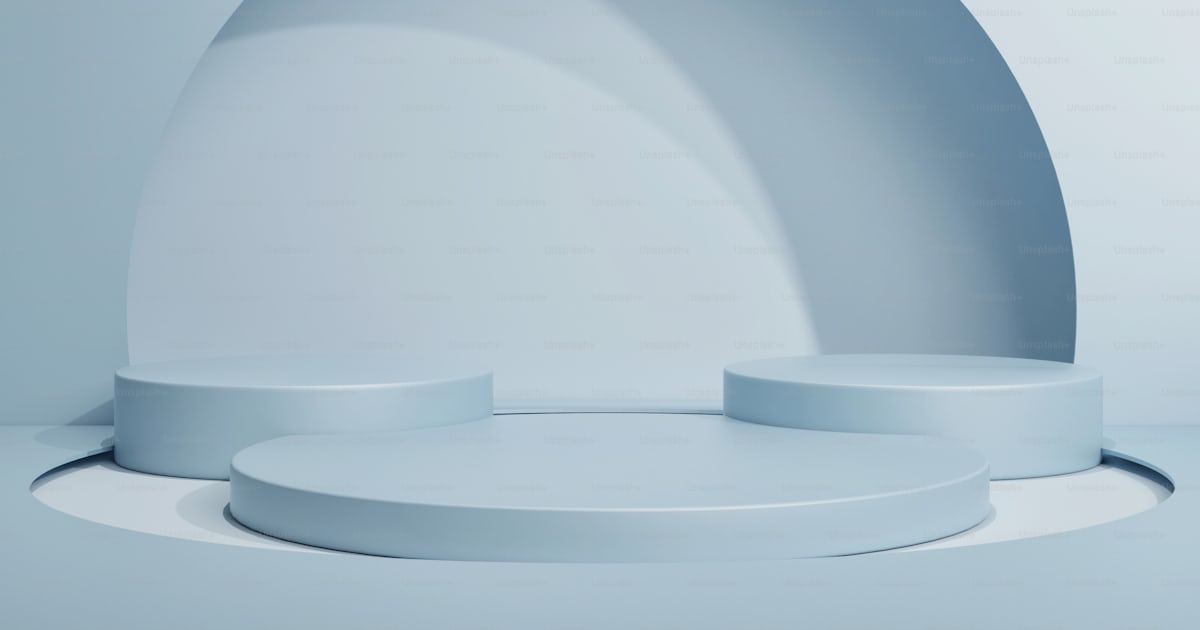 추상적인 파란색은 제품 프리젠테이션 3d 렌더링 3d 일러스트레이션을 위한 연단을 조롱한다 사진 Unsplash의