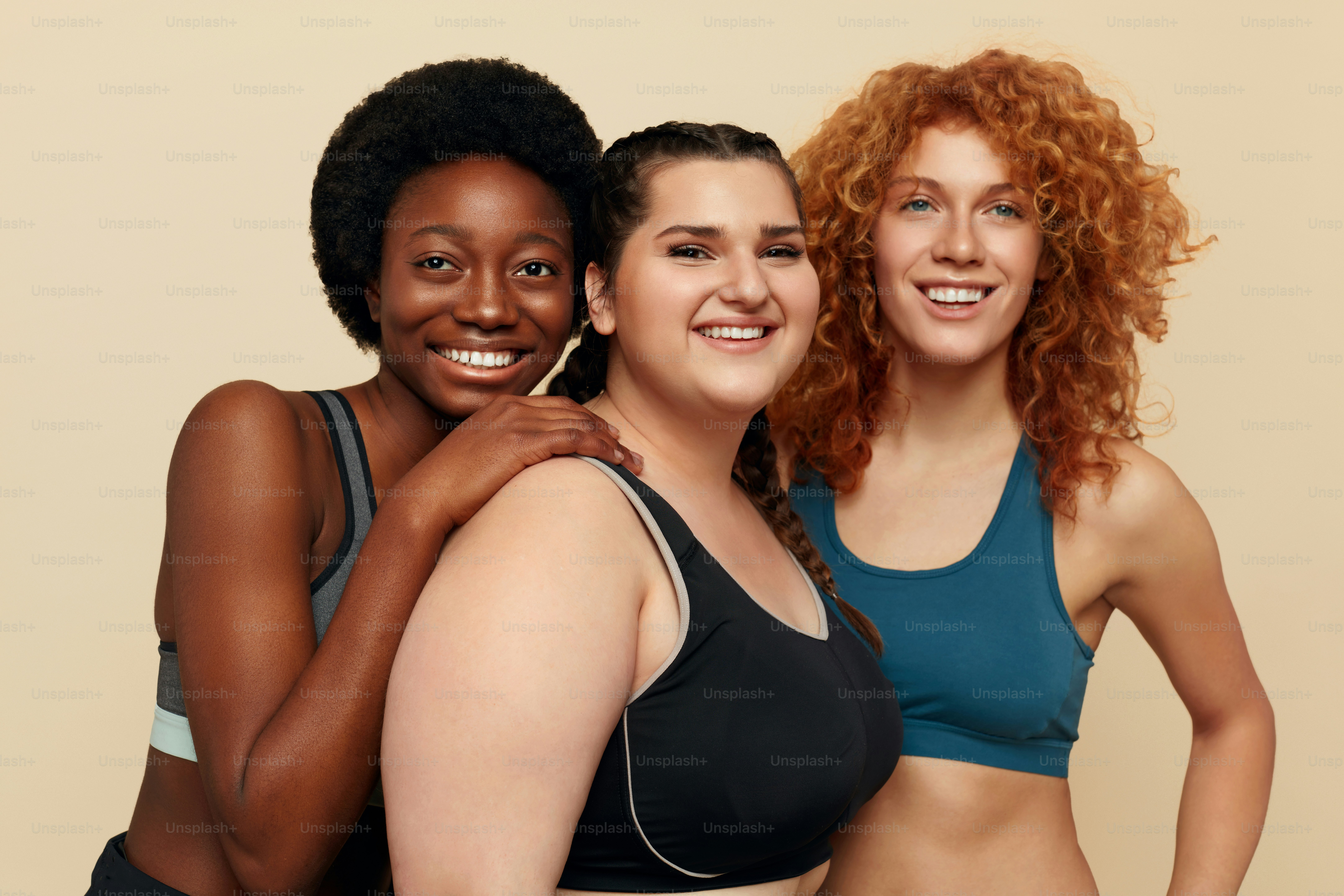 Different Women. Group Of Diversity Models Portrait. Smiling ...