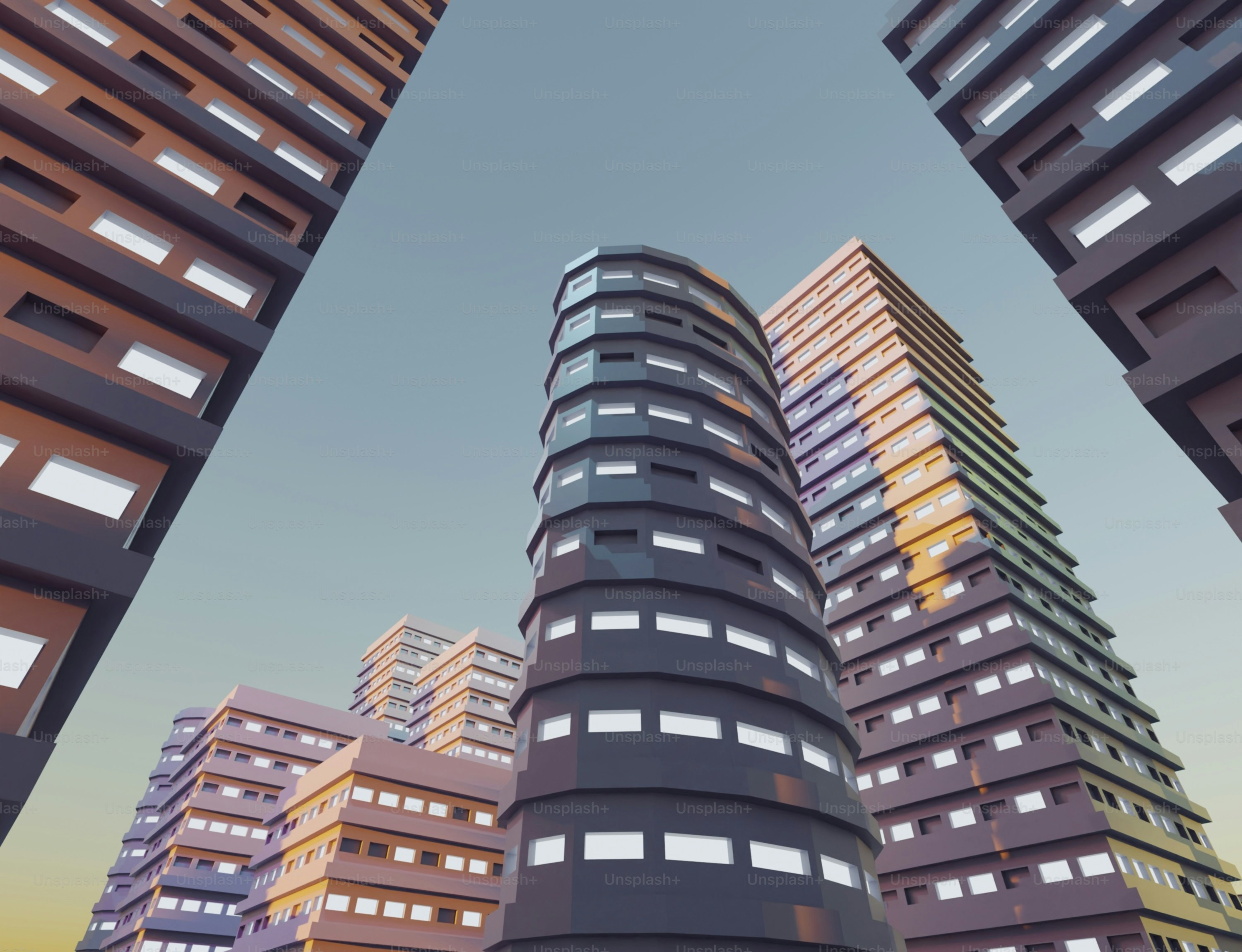 A group of tall buildings next to each other photo – Digital image ...