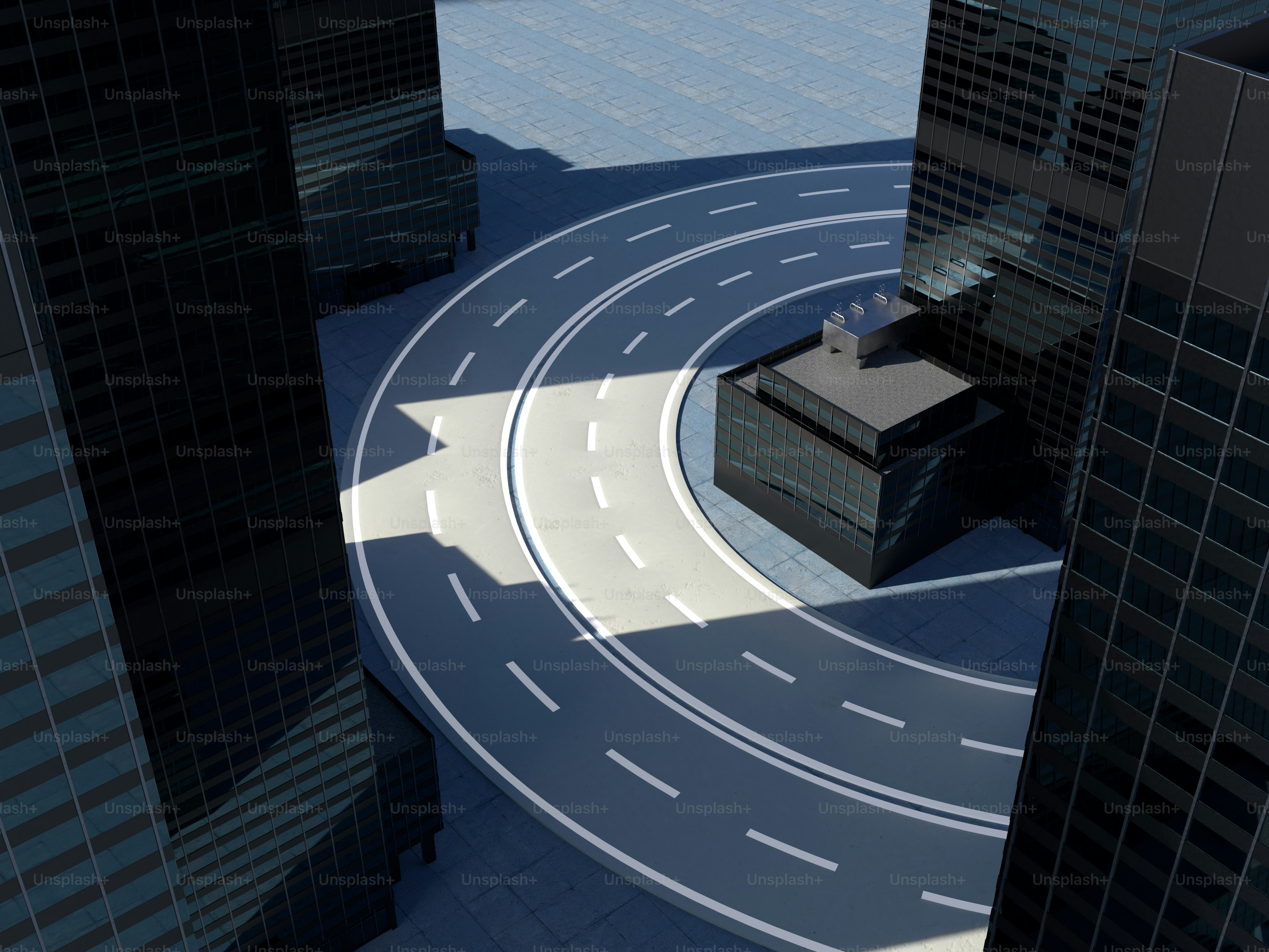 An aerial view of a city street from above photo – Urban infrastructure ...