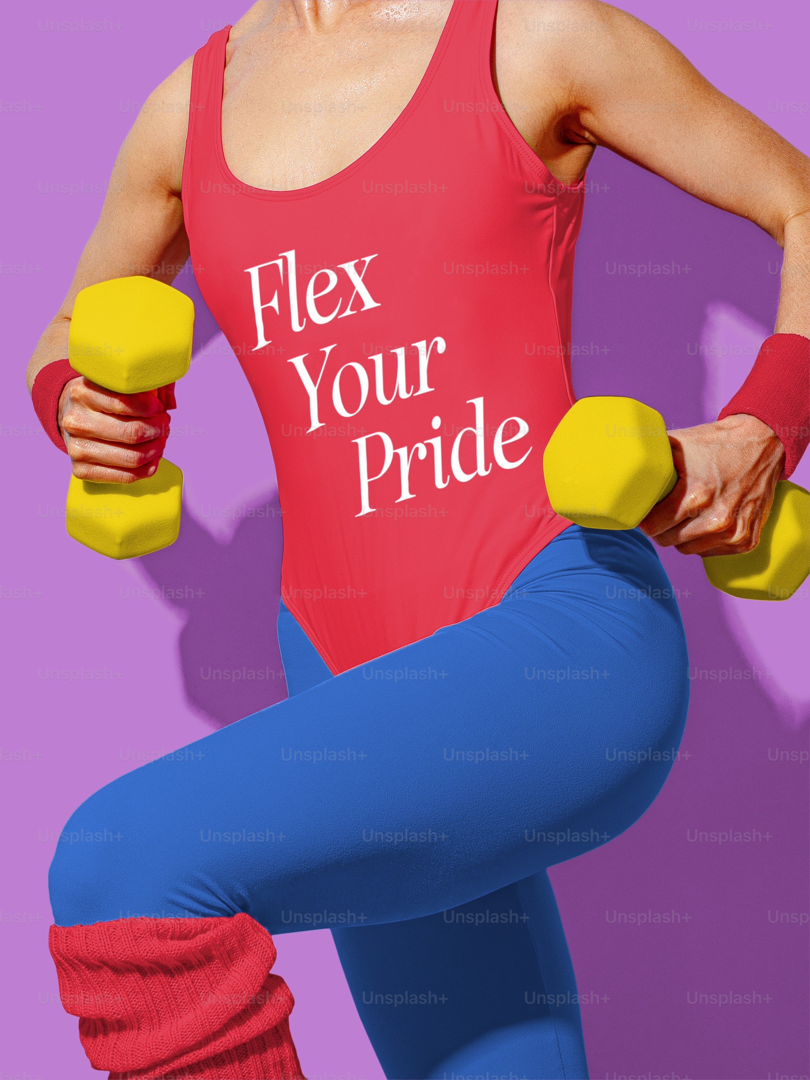 A woman in a purple tank top holding two dumbs photo – Together we are ...