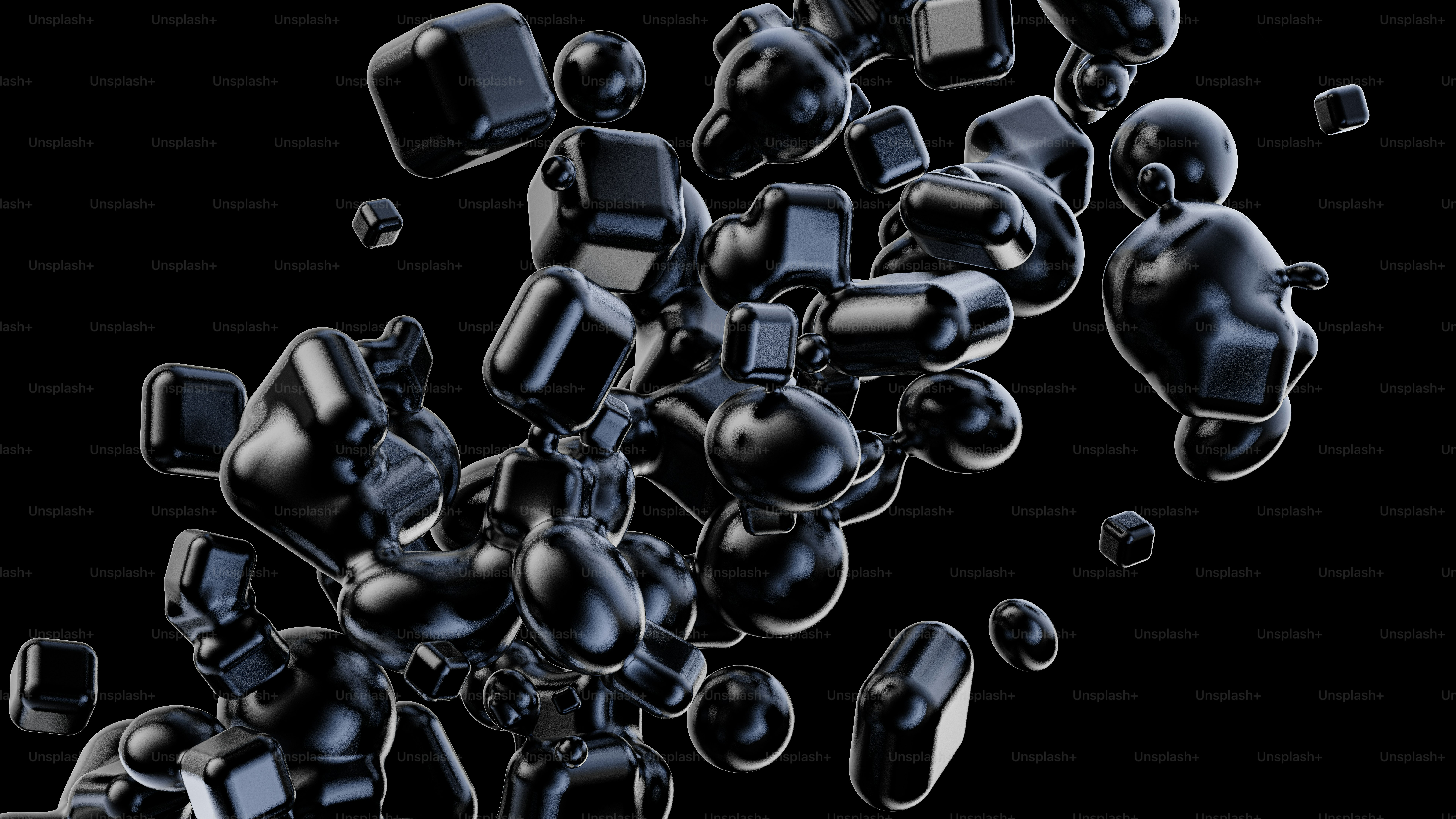 A bunch of black objects floating in the air photo – Wallpaper Image on ...