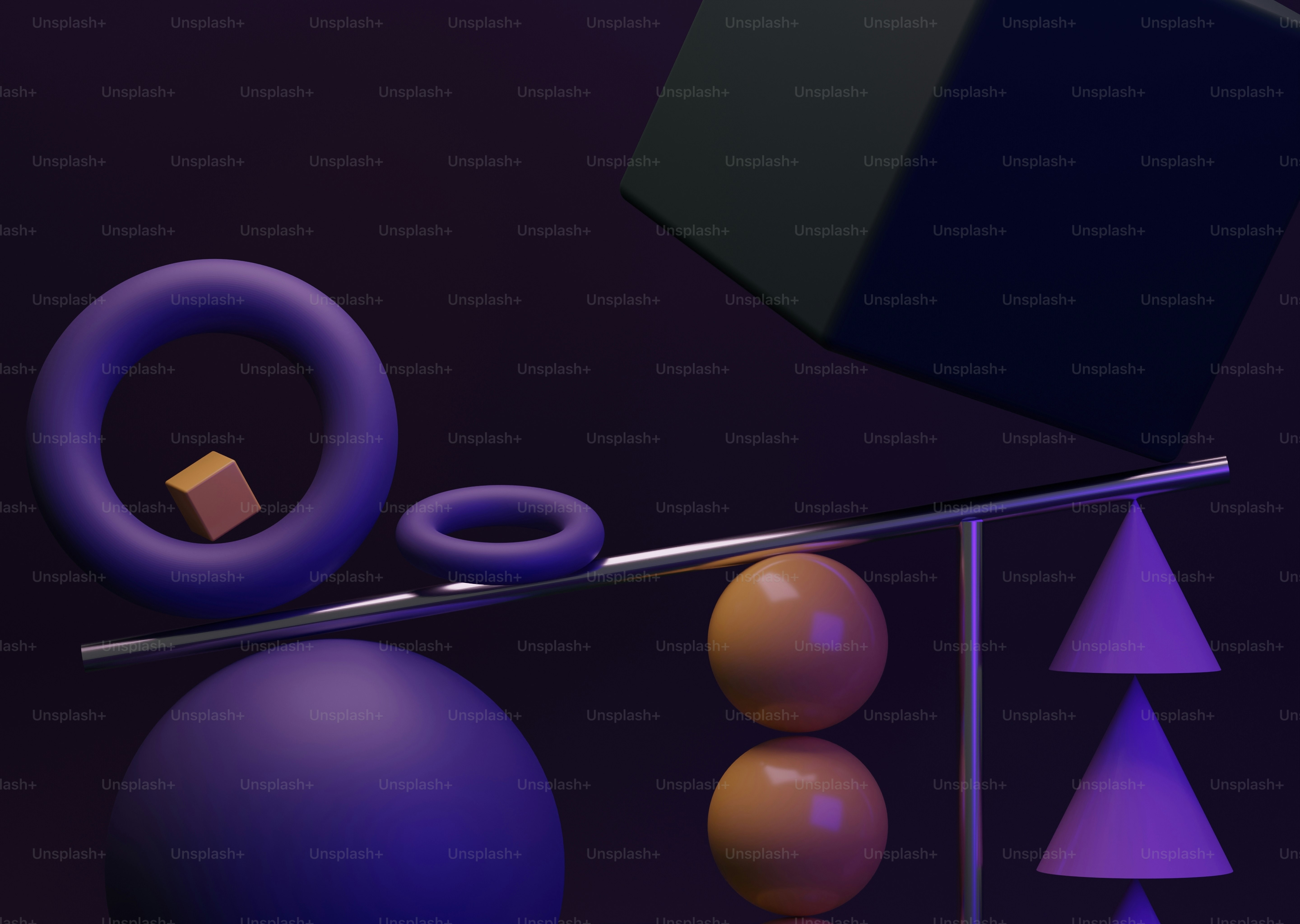 A 3d image of a purple object with a bar photo – Wallpaper Image on ...