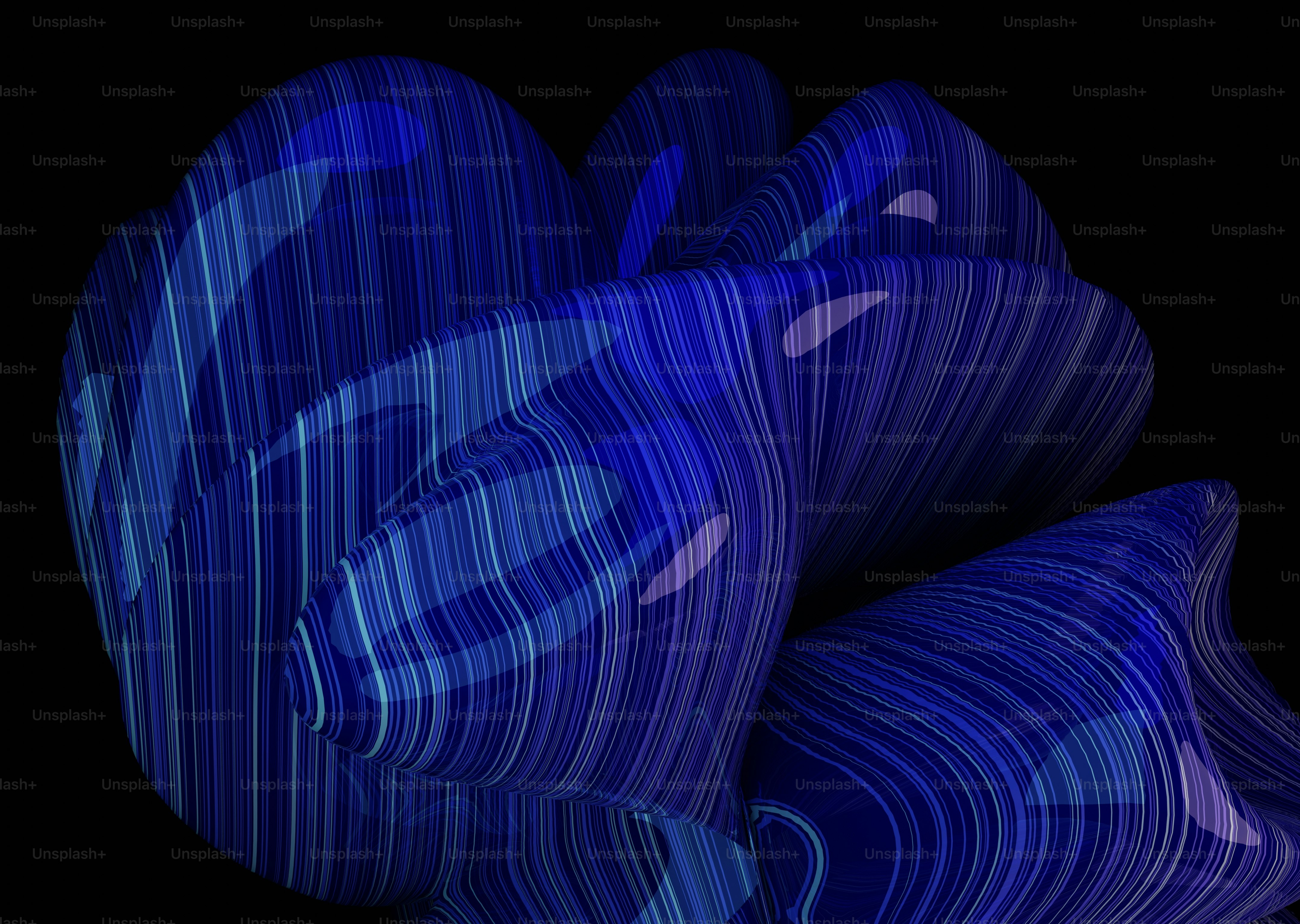 A blue abstract art piece on a black background photo – Dark background ...