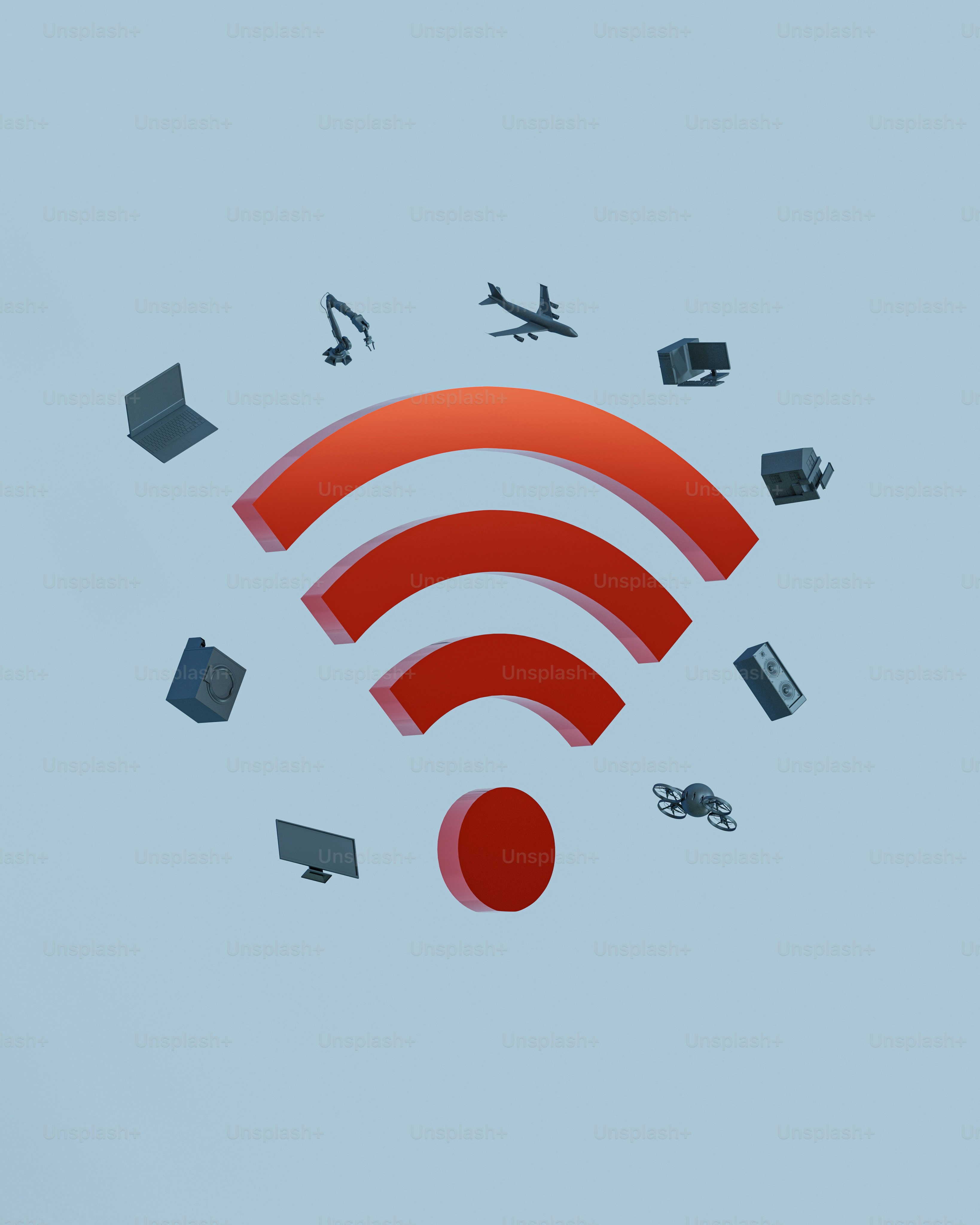 Un symbole WiFi rouge volant dans les airs photo – Image de Wi-Fi sur ...