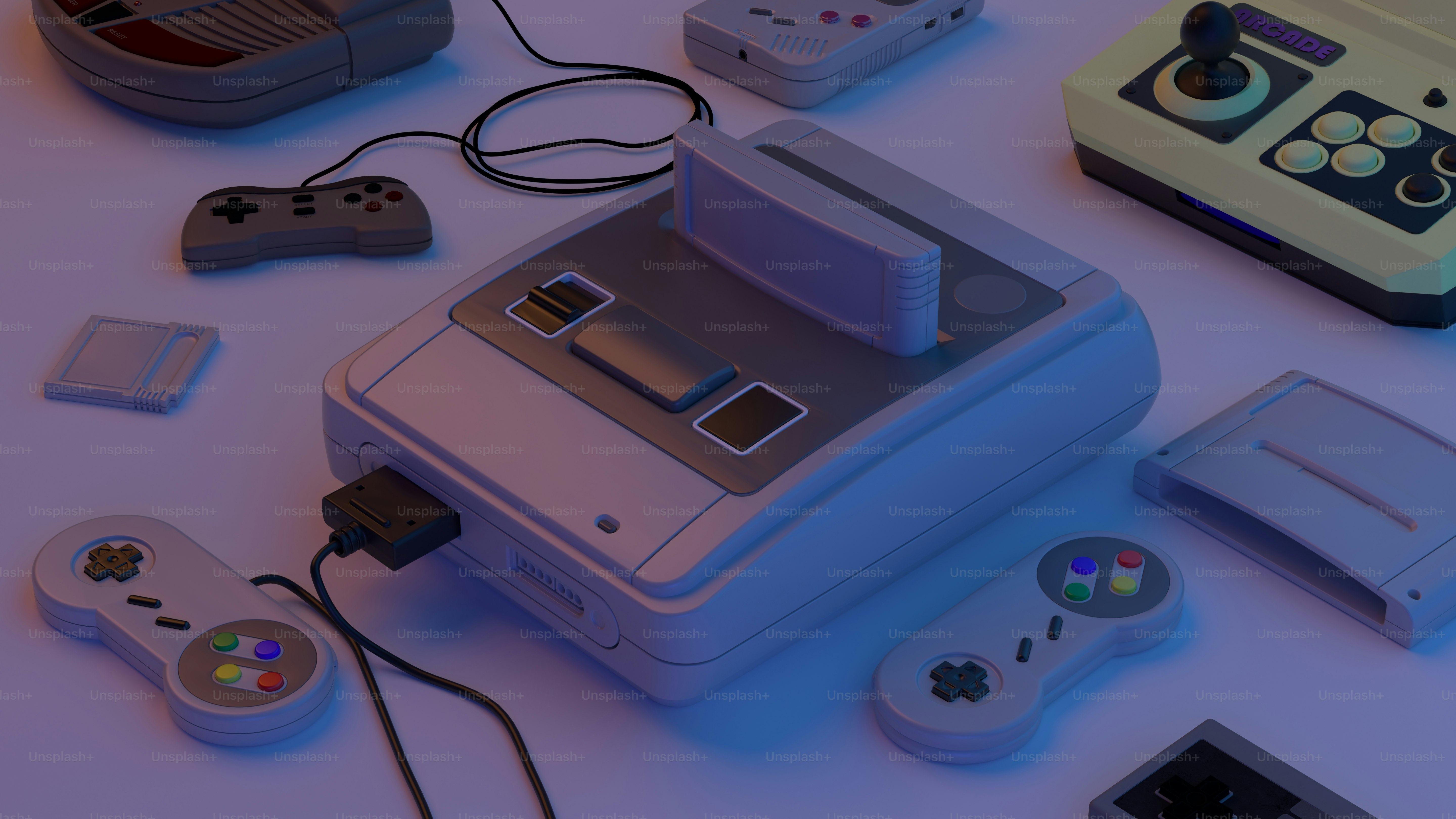 A bunch of old school video game controllers photo – Retro Image on ...