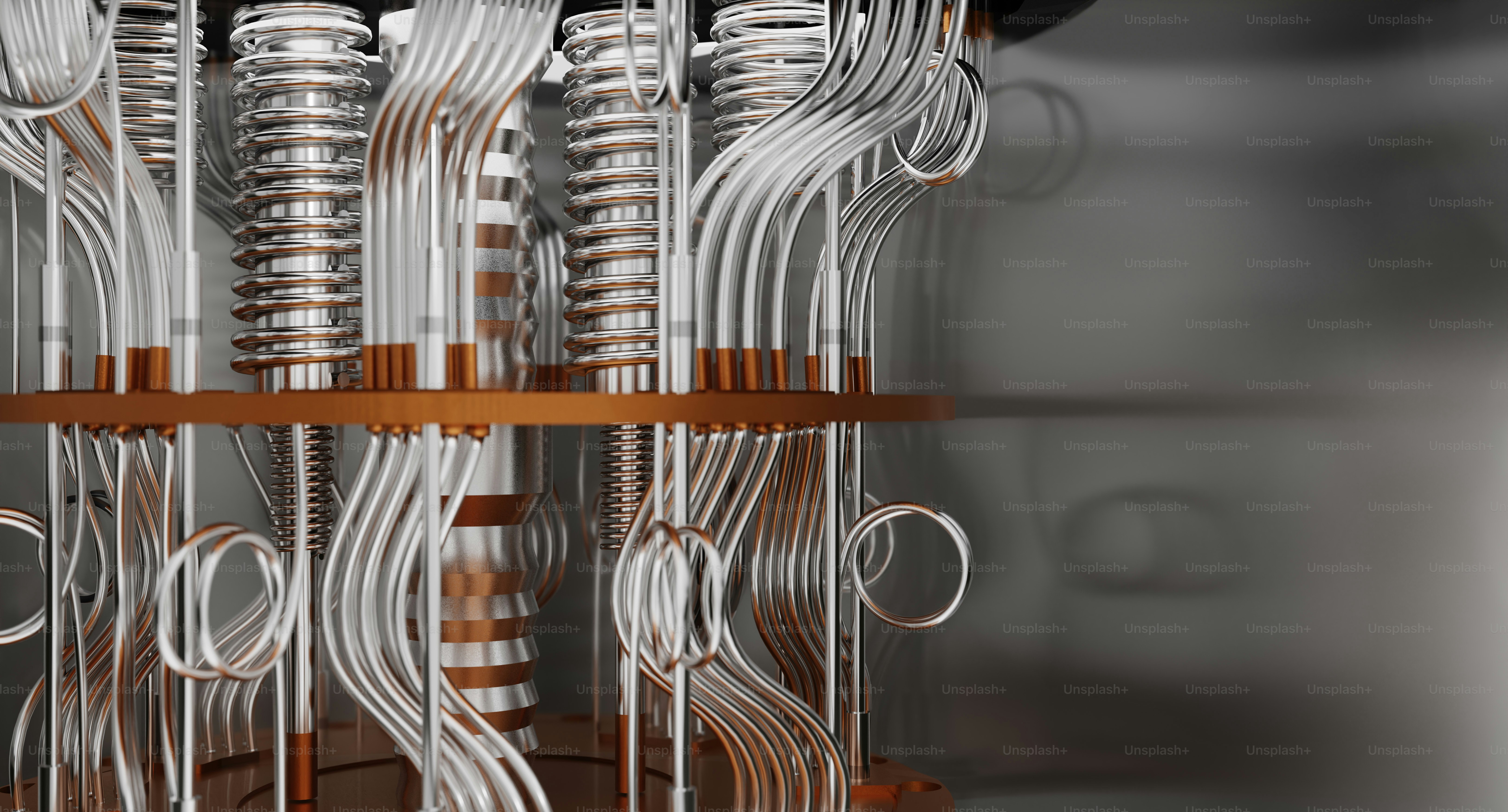 A close up of a bunch of wires in a rack photo – 3d render Image on ...