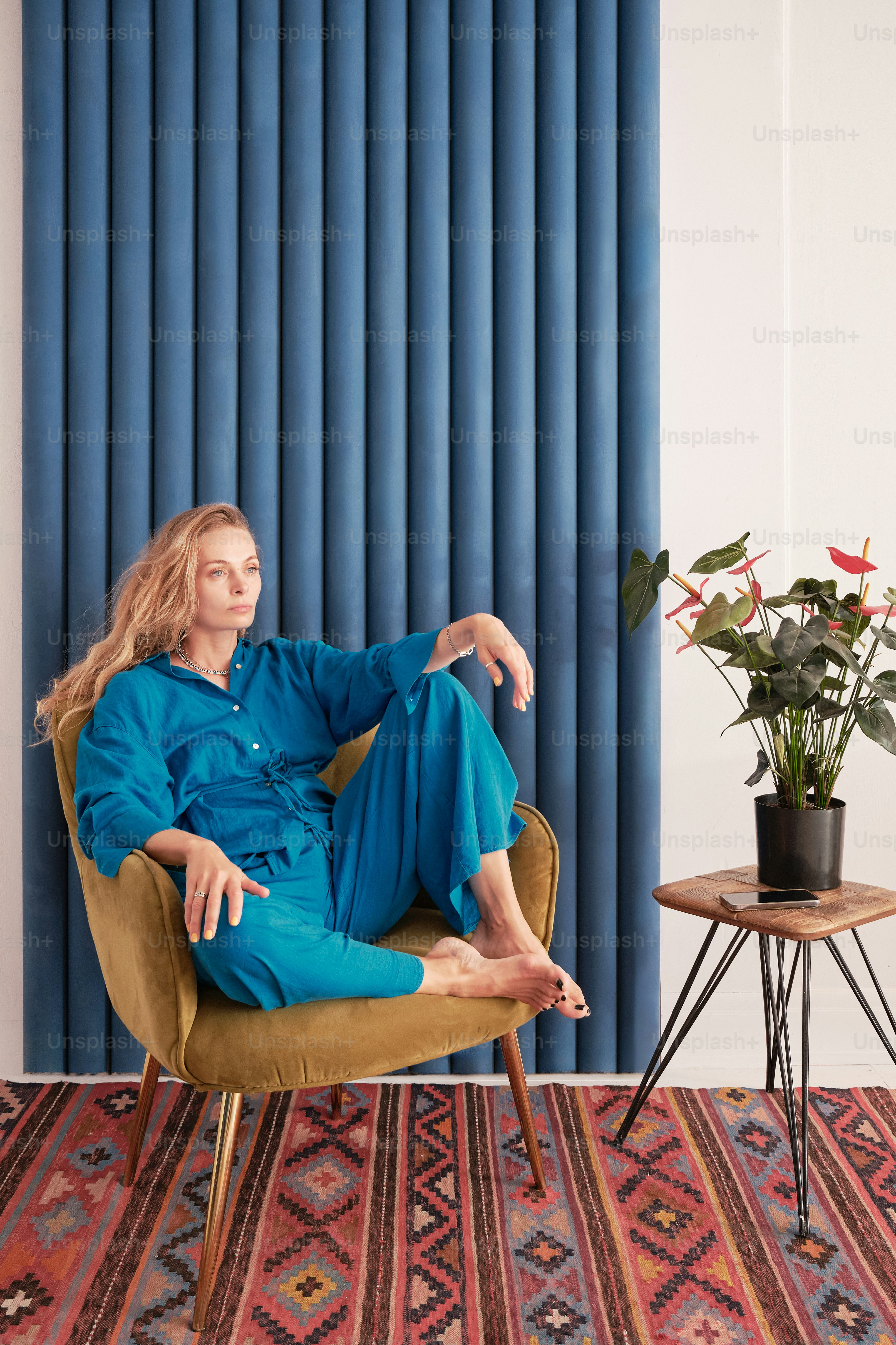 A blue chair and a yellow chair in a room photo – Maximalism Image on ...