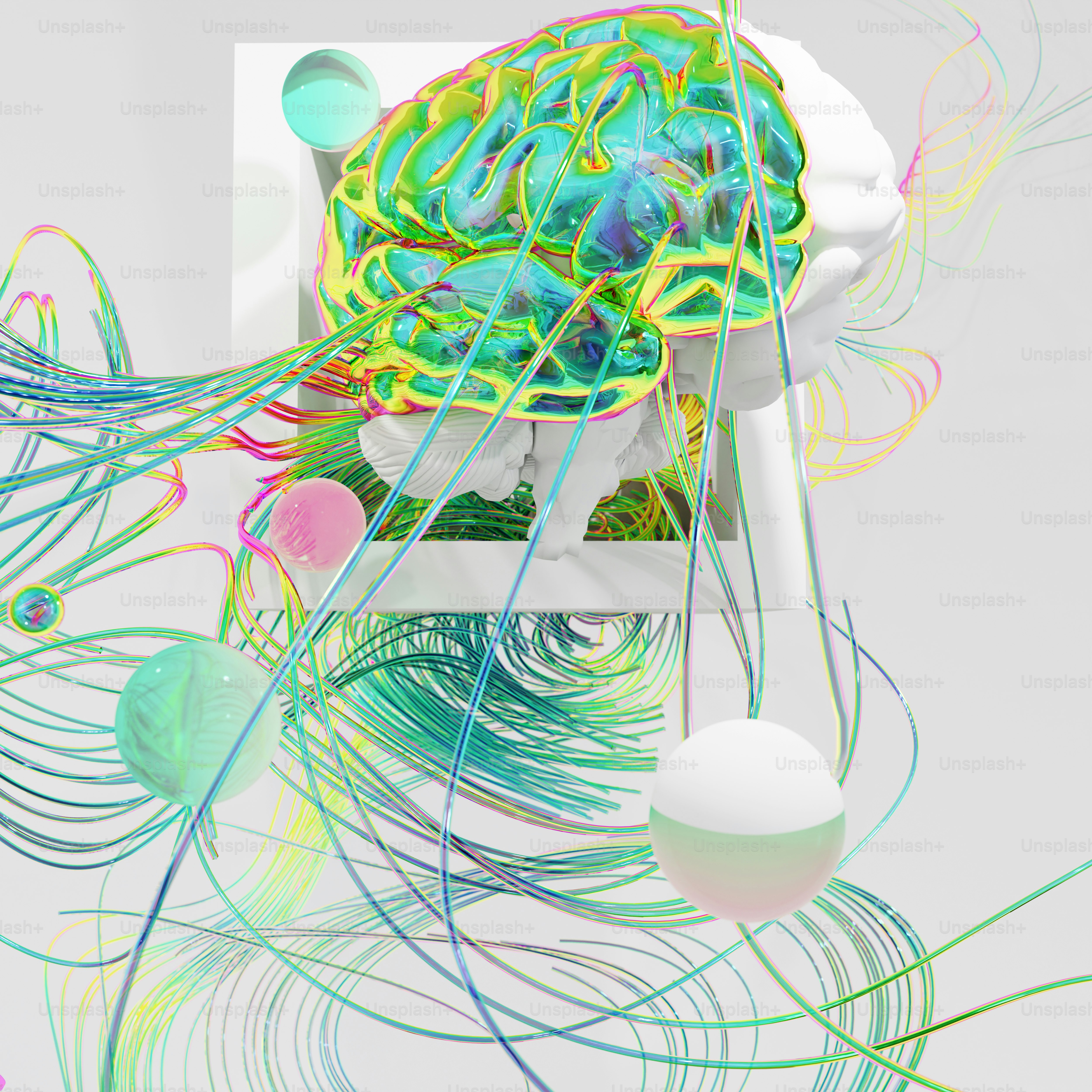 A computer generated image of a colorful brain photo – Creativity Image ...