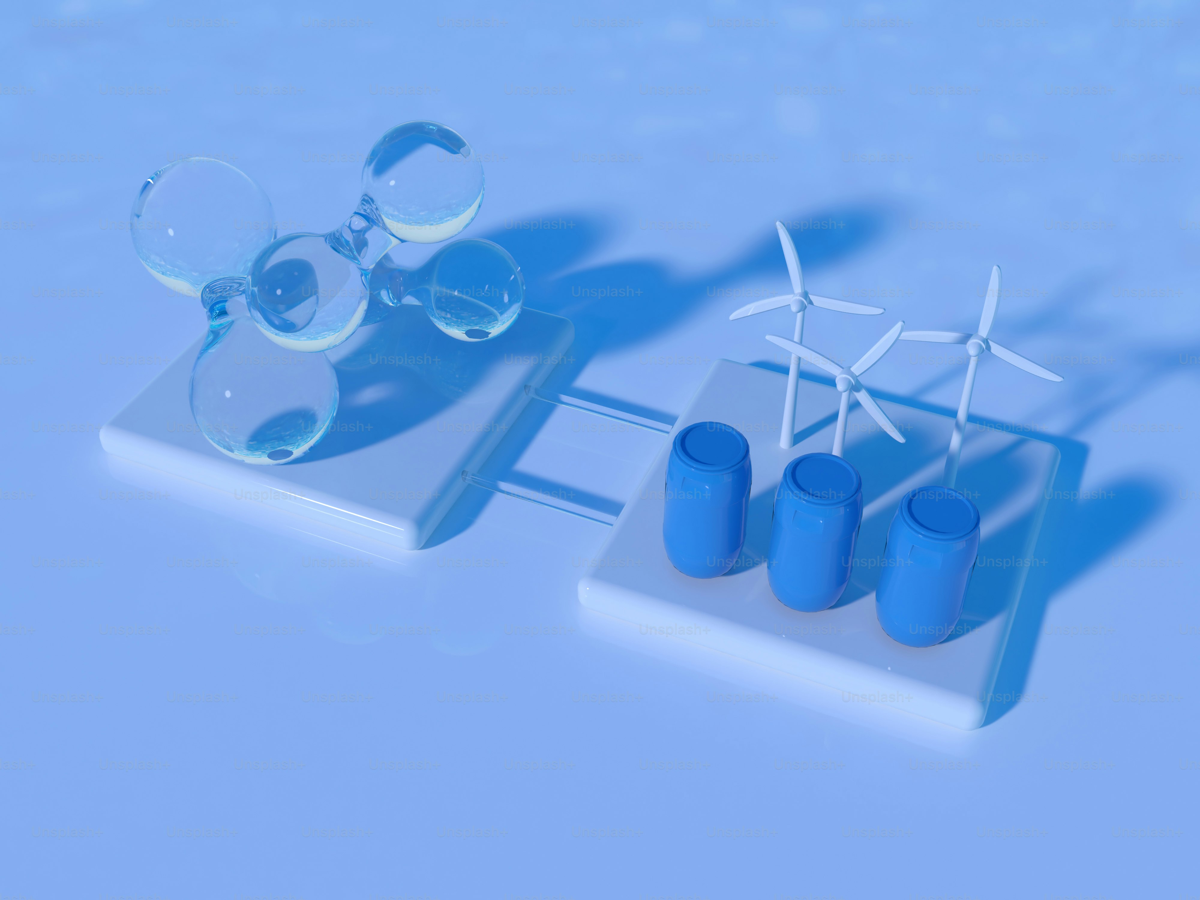 A group of blue objects sitting on top of a table photo – Energy Image ...