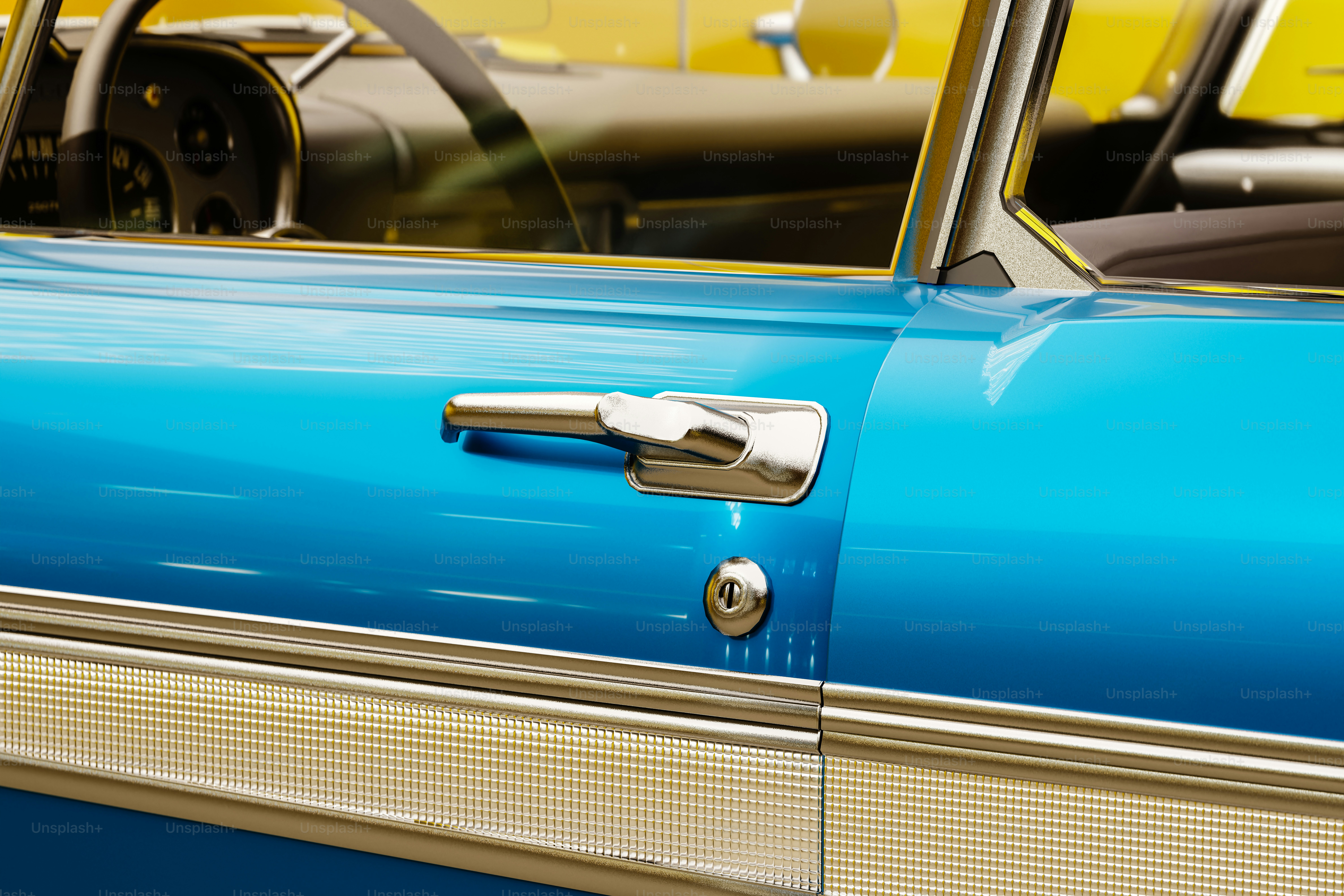 A close up of a blue car door handle photo – Car Image on Unsplash