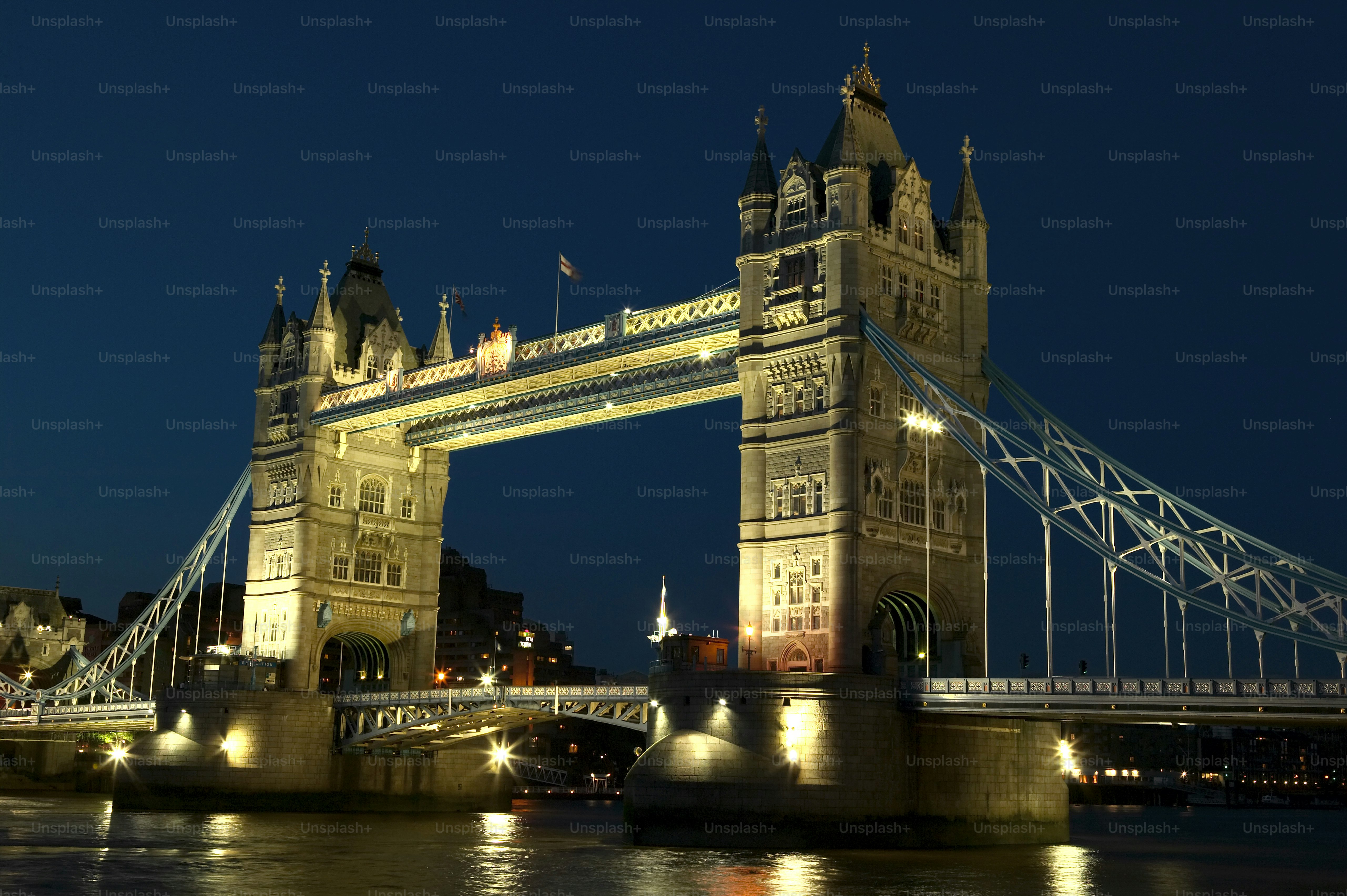 Tower Bridge Open At Night
